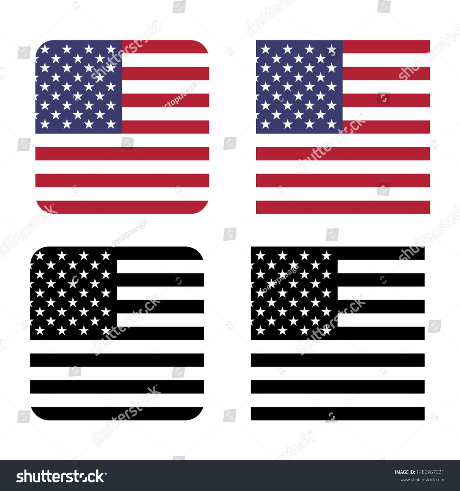 Us Flag Vector Icon Set Square Stock Vector (Royalty Free) 1486967321 ...