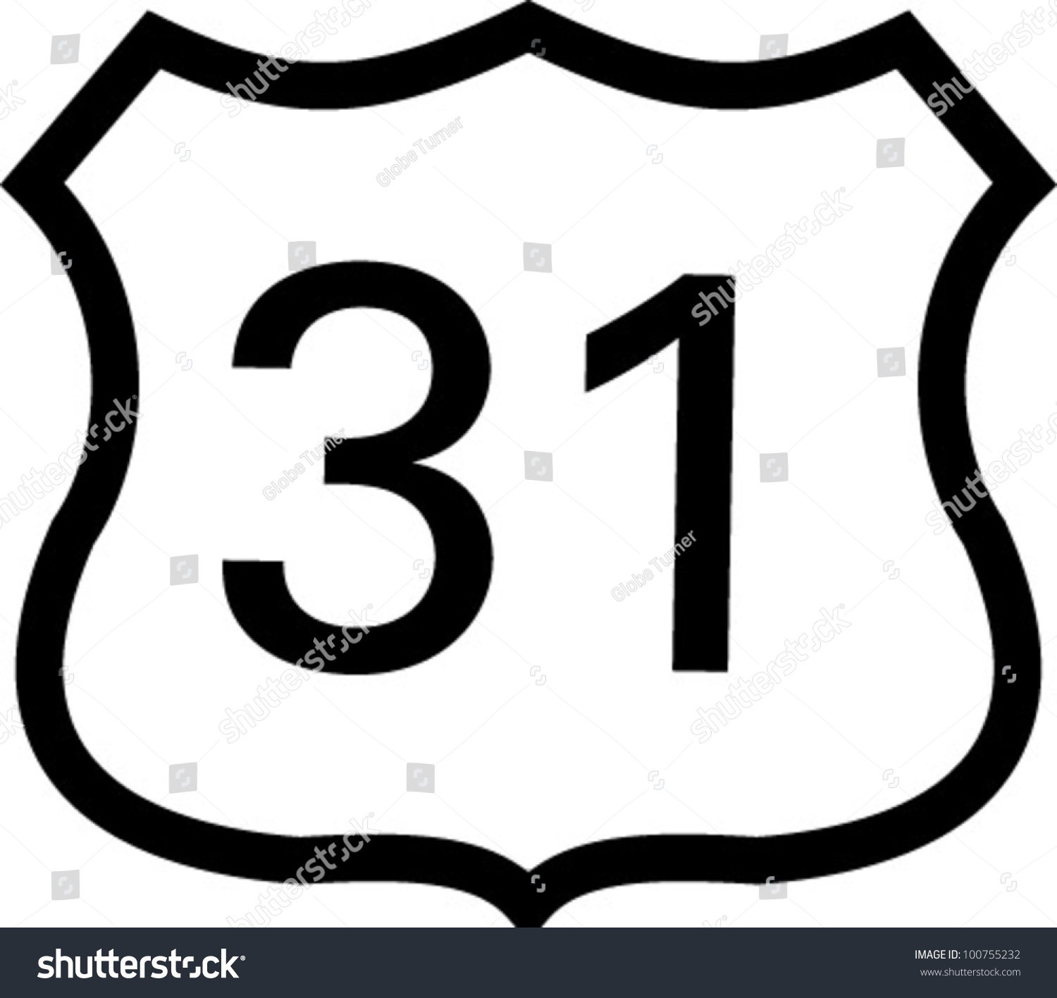 Us 31 Highway Sign: vector de stock (libre de regalías) 100755232 ...