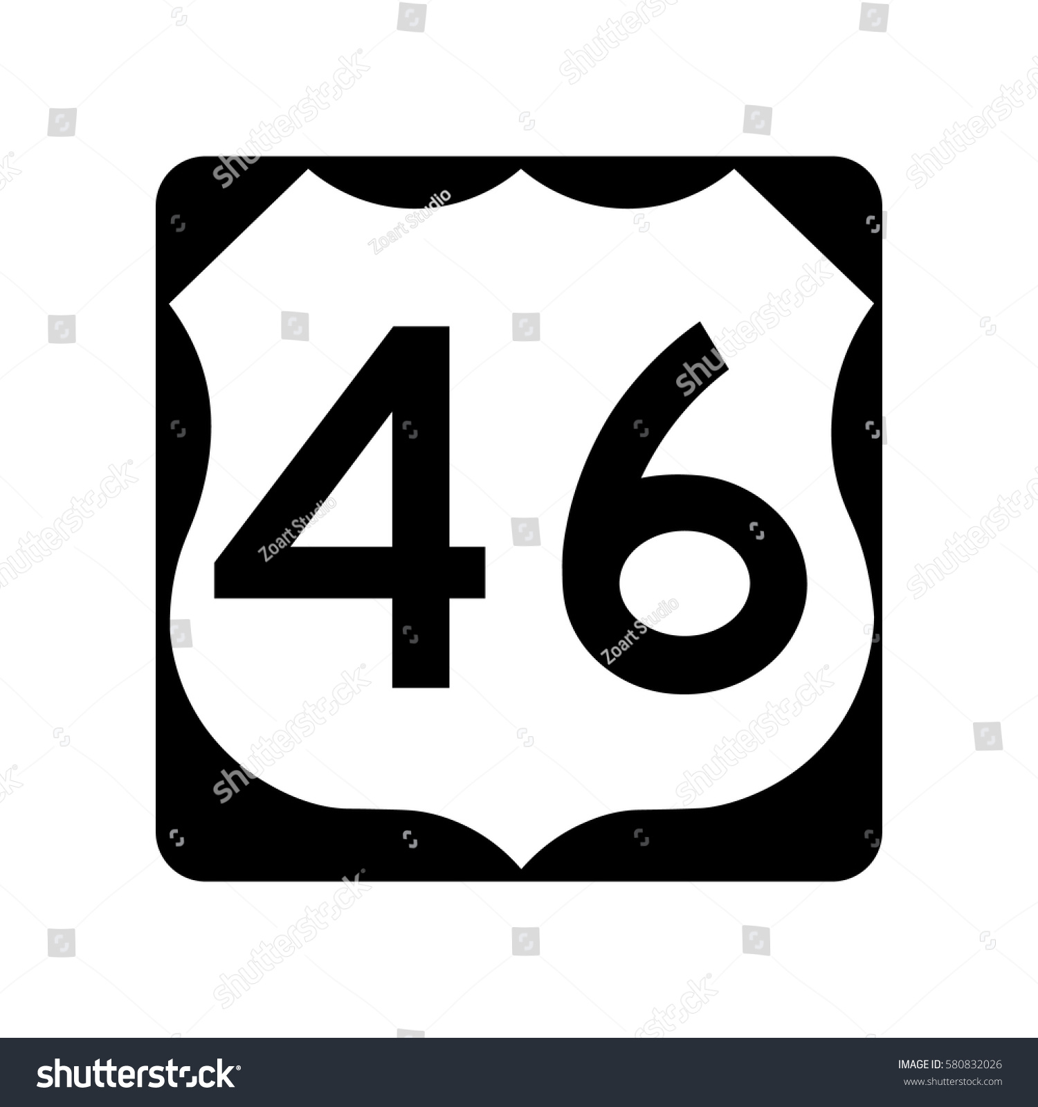 Us Route 46 Filled White Stock Vector (Royalty Free) 580832026