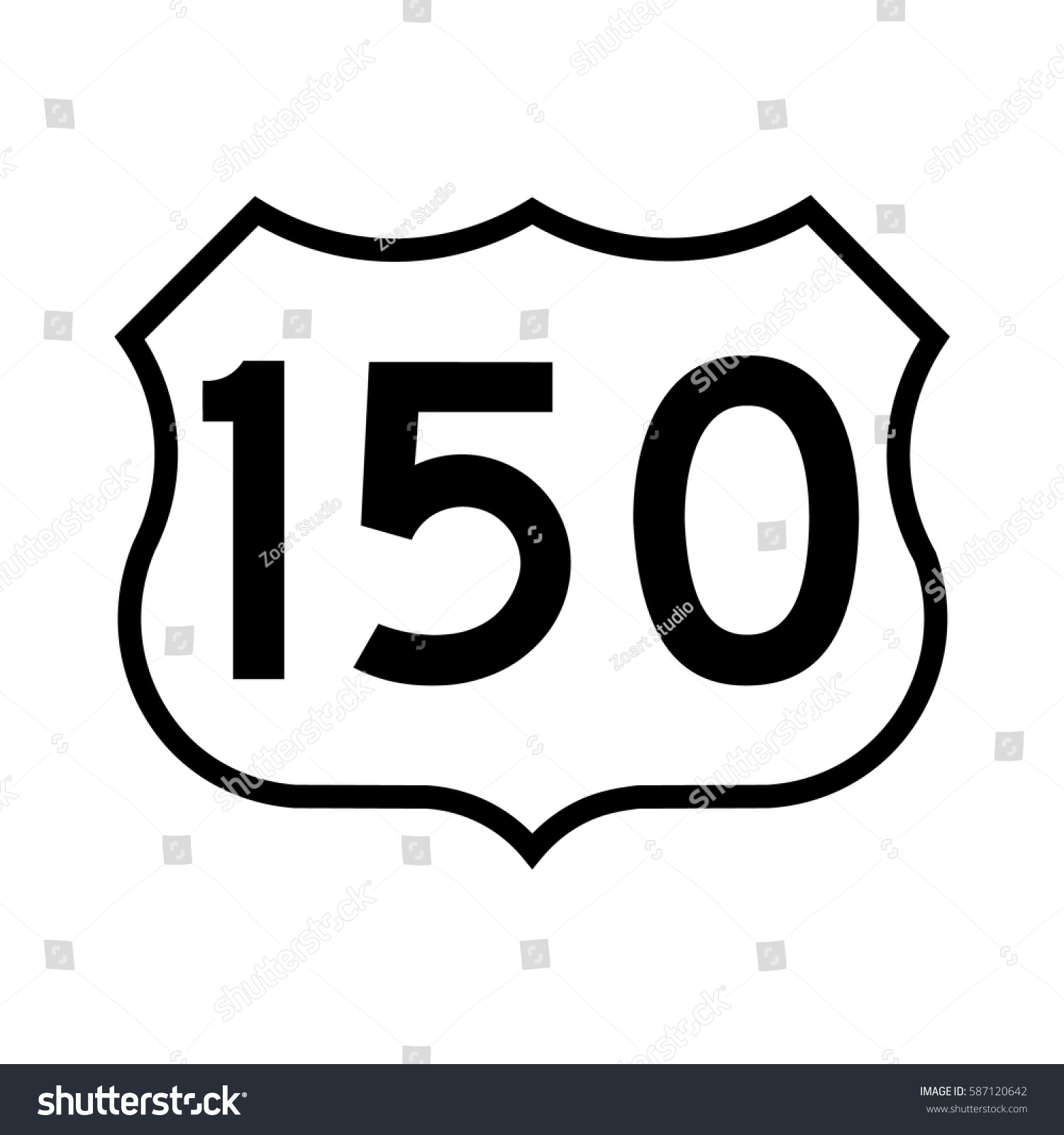 Us Route 150 Filled White Stock Vector (Royalty Free) 587120642