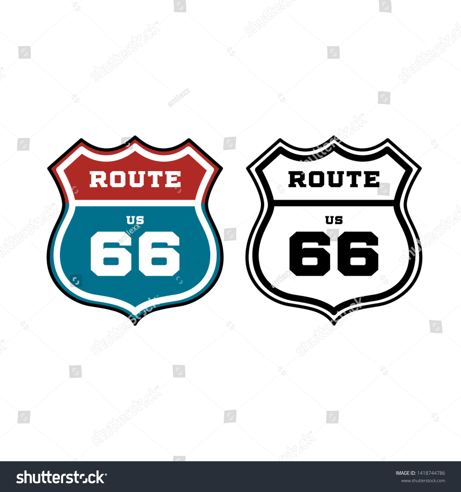Vektor Stok Us Route 66 Signs Vector Illustrations (Tanpa Royalti ...