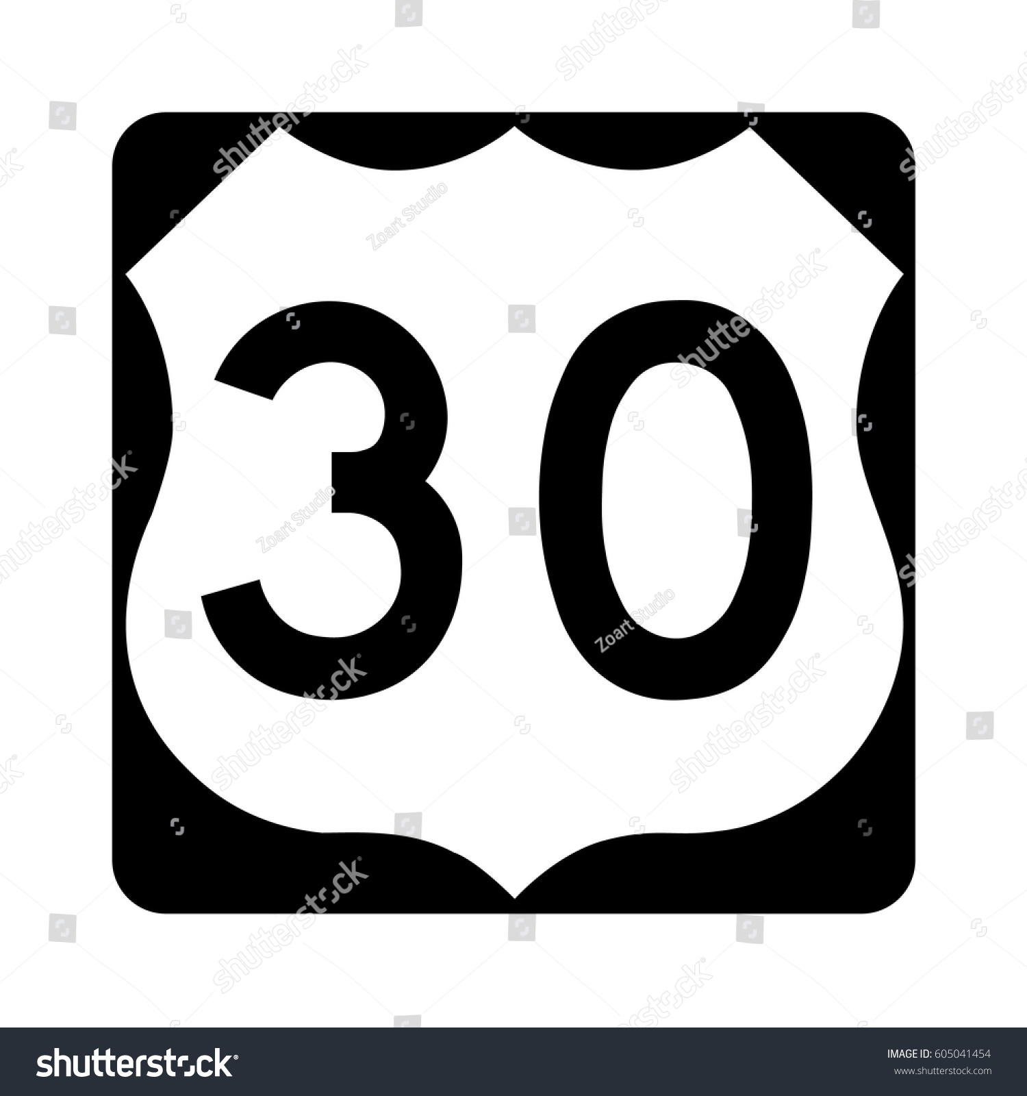 Us Route 30 White Background Stock Vector (Royalty Free) 605041454