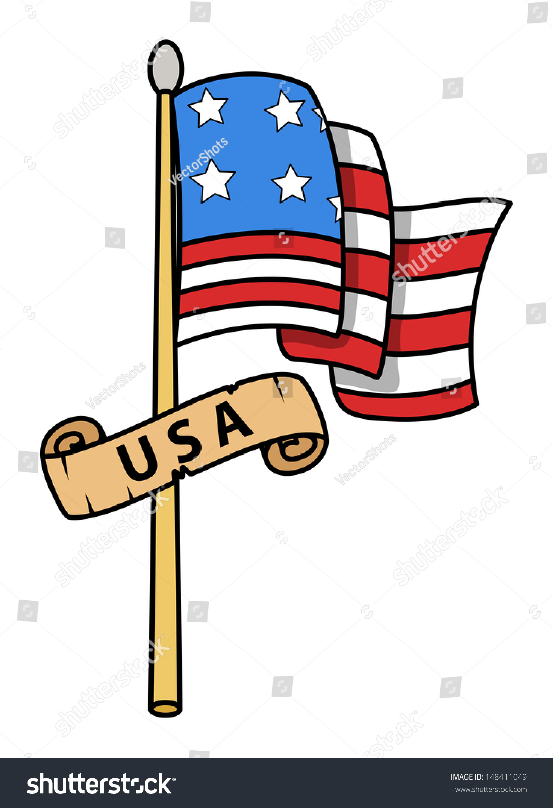 Usa Flag Cartoon Vector Illustration Stock Vector (Royalty Free) 148411049