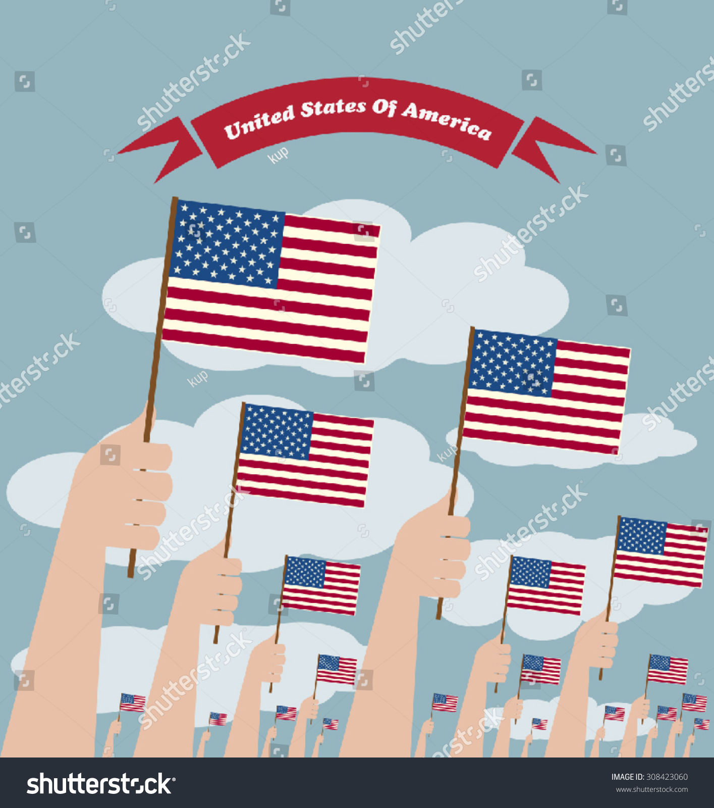 Usa Flag Design Concept Stock Vector (Royalty Free) 308423060 ...