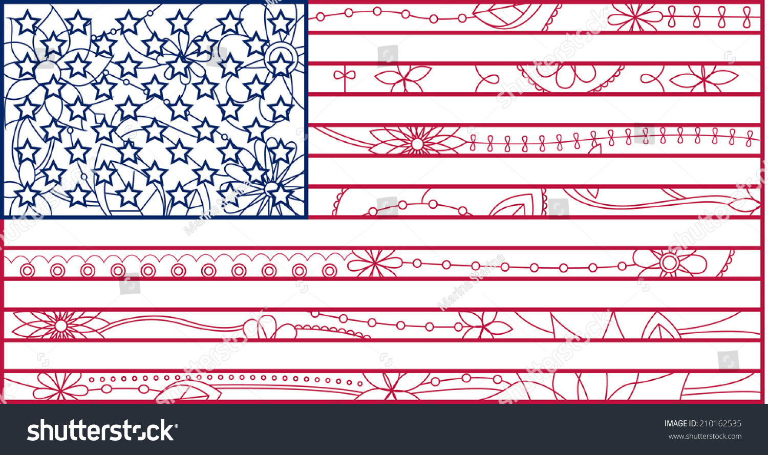 Usa Flag Outline Stock Vector (Royalty Free) 210162535 | Shutterstock