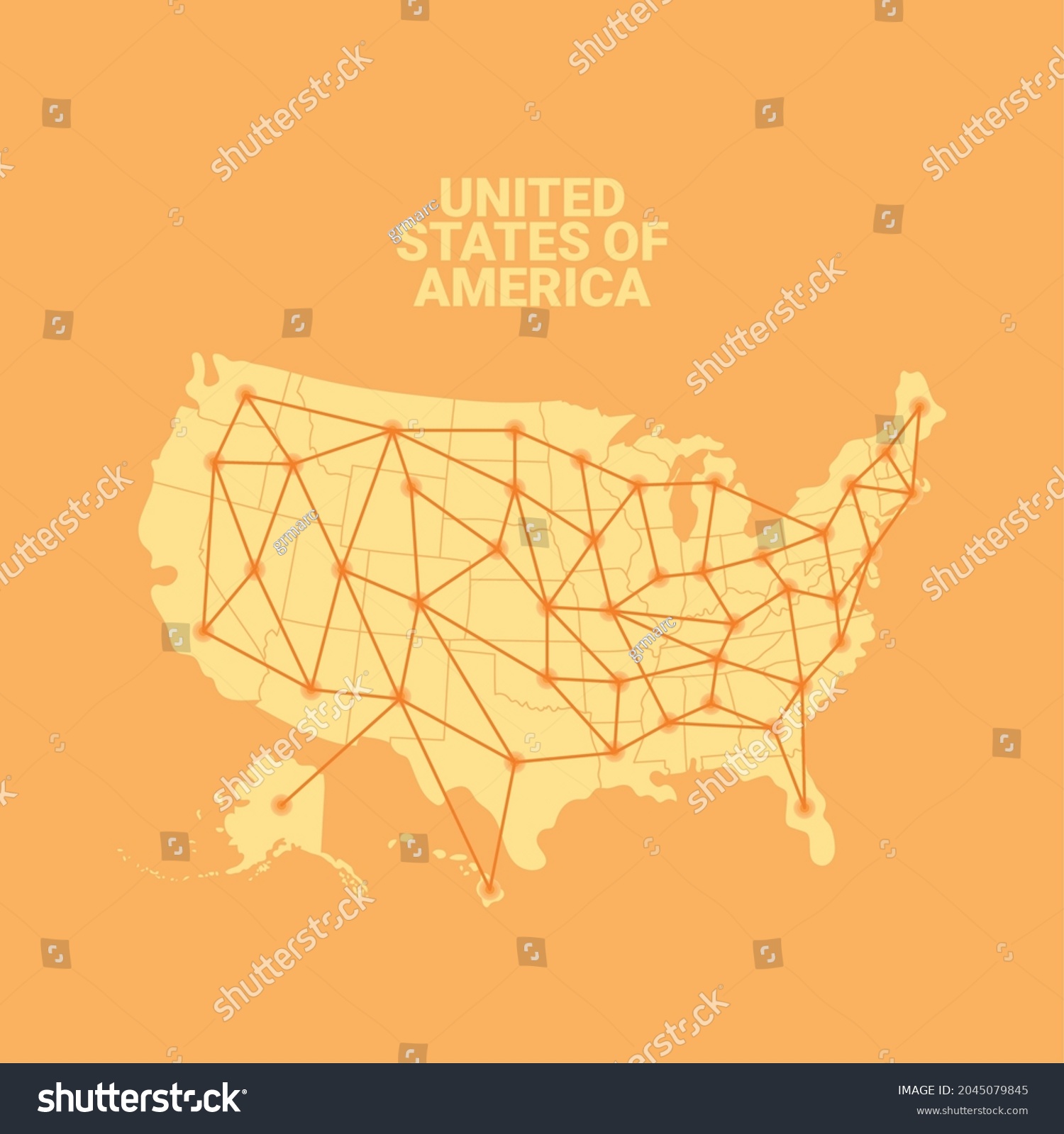 Usa Interconnection Map Letterign Stock Vector (Royalty Free ...