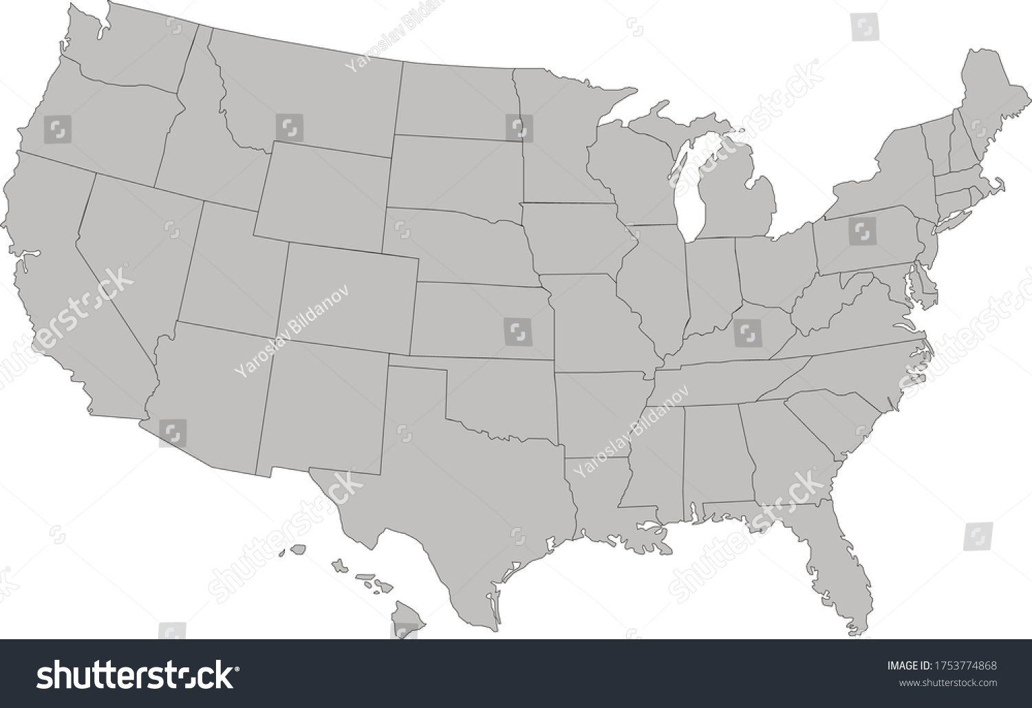 Usa Map Divided Into States Stock Vector (Royalty Free) 1753774868 ...