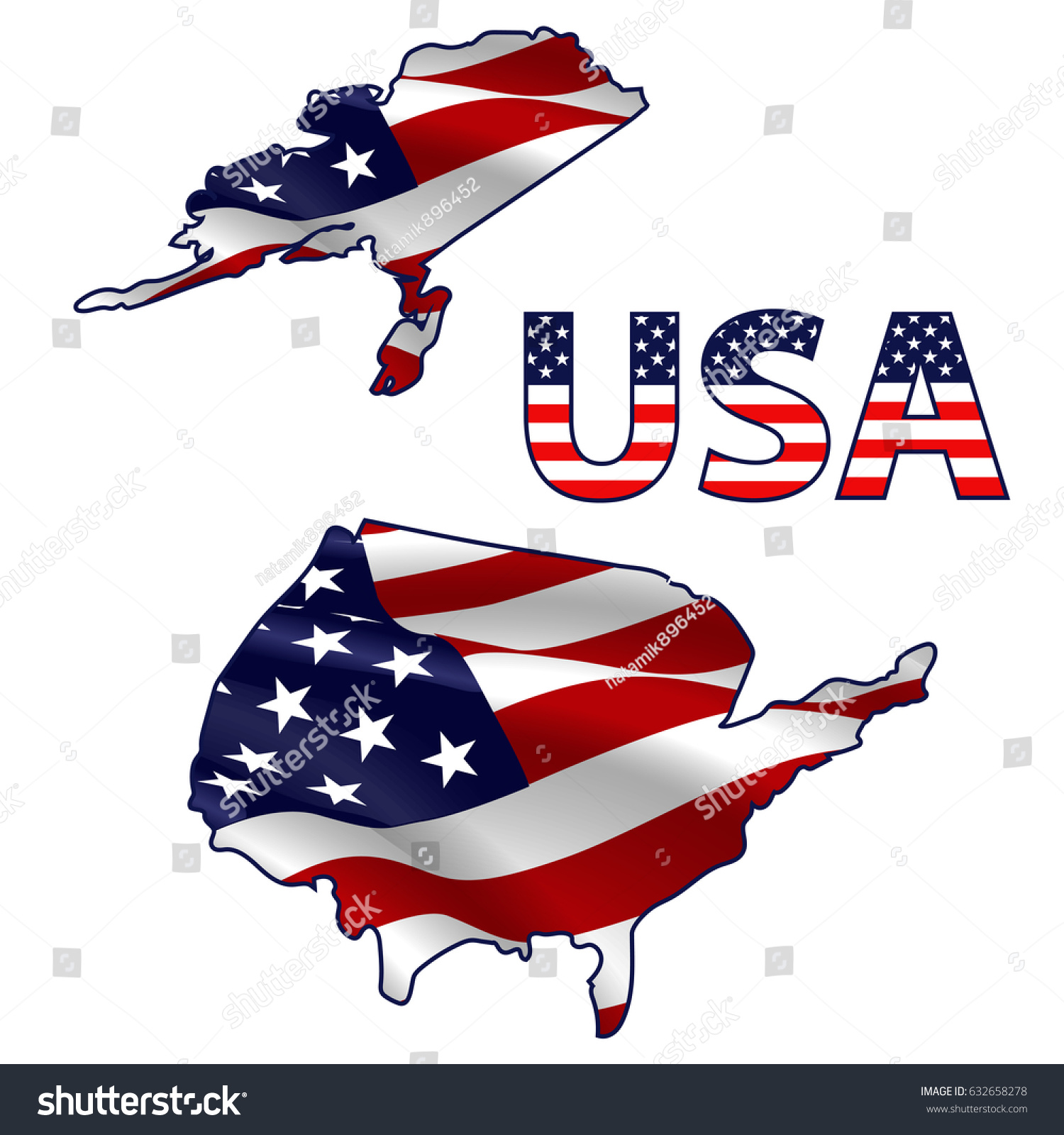 Usa Map Filled Flag Stock Vector (Royalty Free) 632658278 | Shutterstock