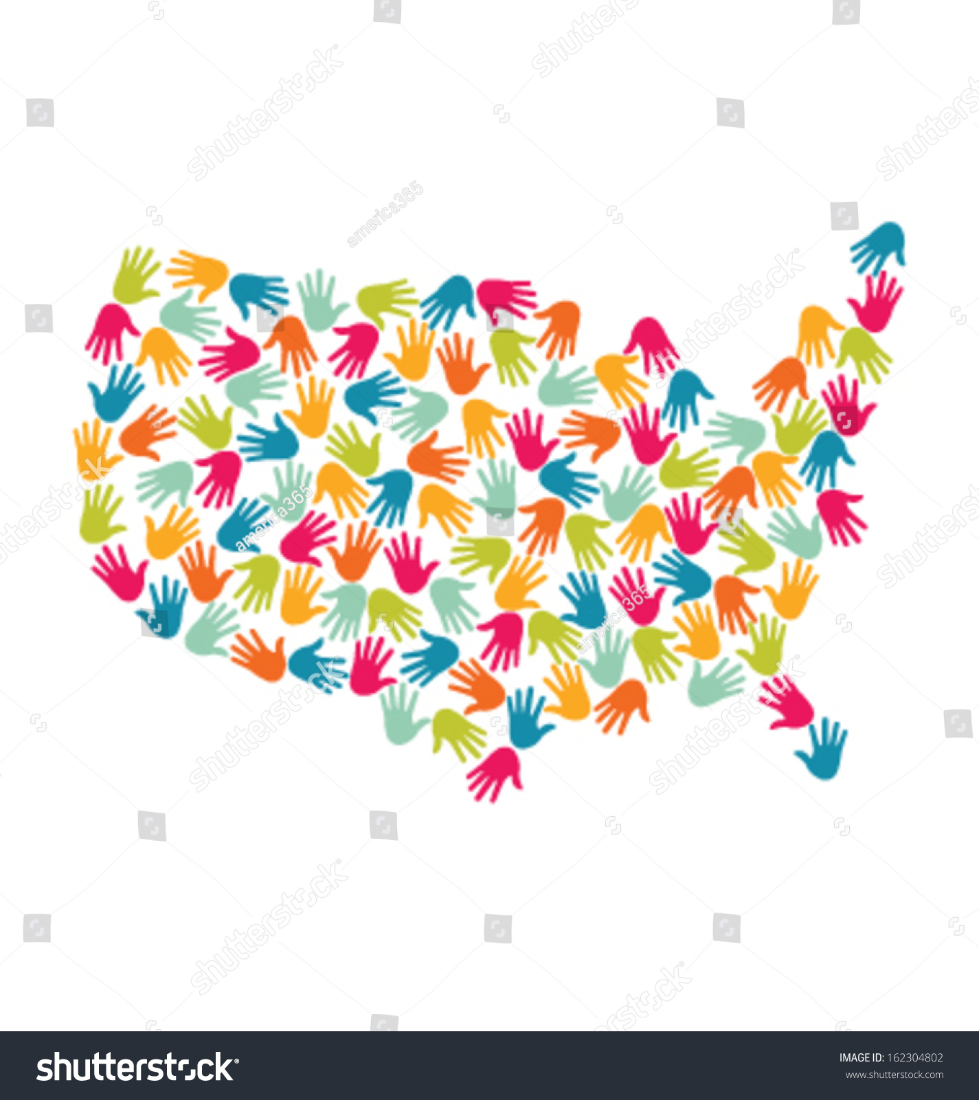 Usa Map Hands: vector de stock (libre de regalías) 162304802 | Shutterstock