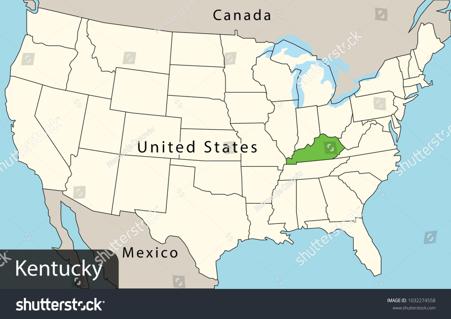 Usa Map Kentucky Stock Vector (Royalty Free) 1032274558 | Shutterstock
