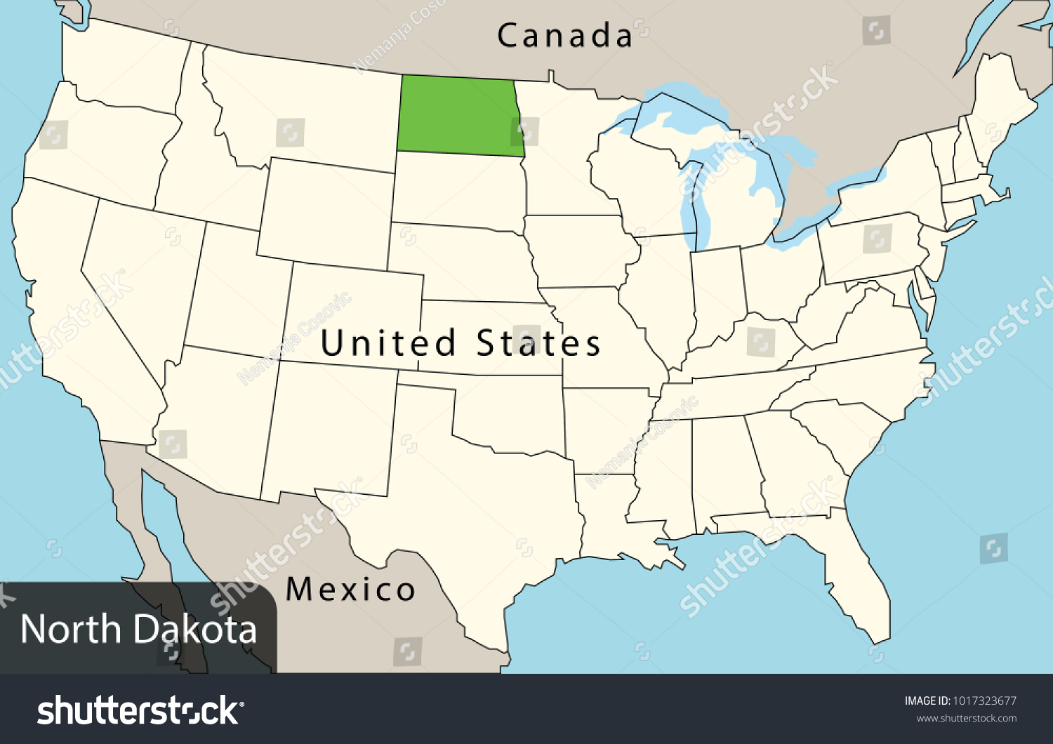 Usa Map North Dakota Stock Vector (Royalty Free) 1017323677 | Shutterstock