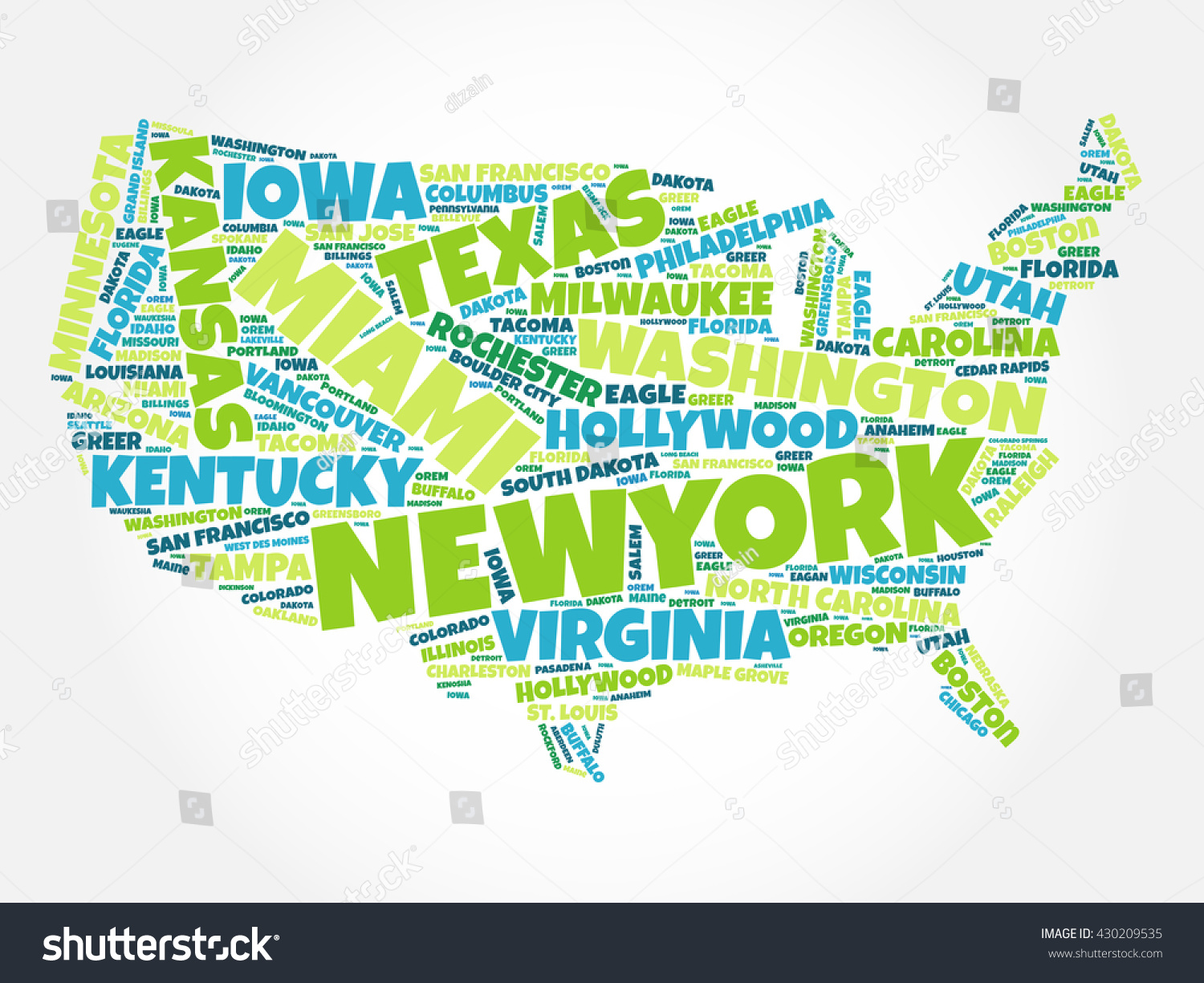 Vektor Stok Usa Map Word Cloud Most Important (Tanpa Royalti) 430209535 ...