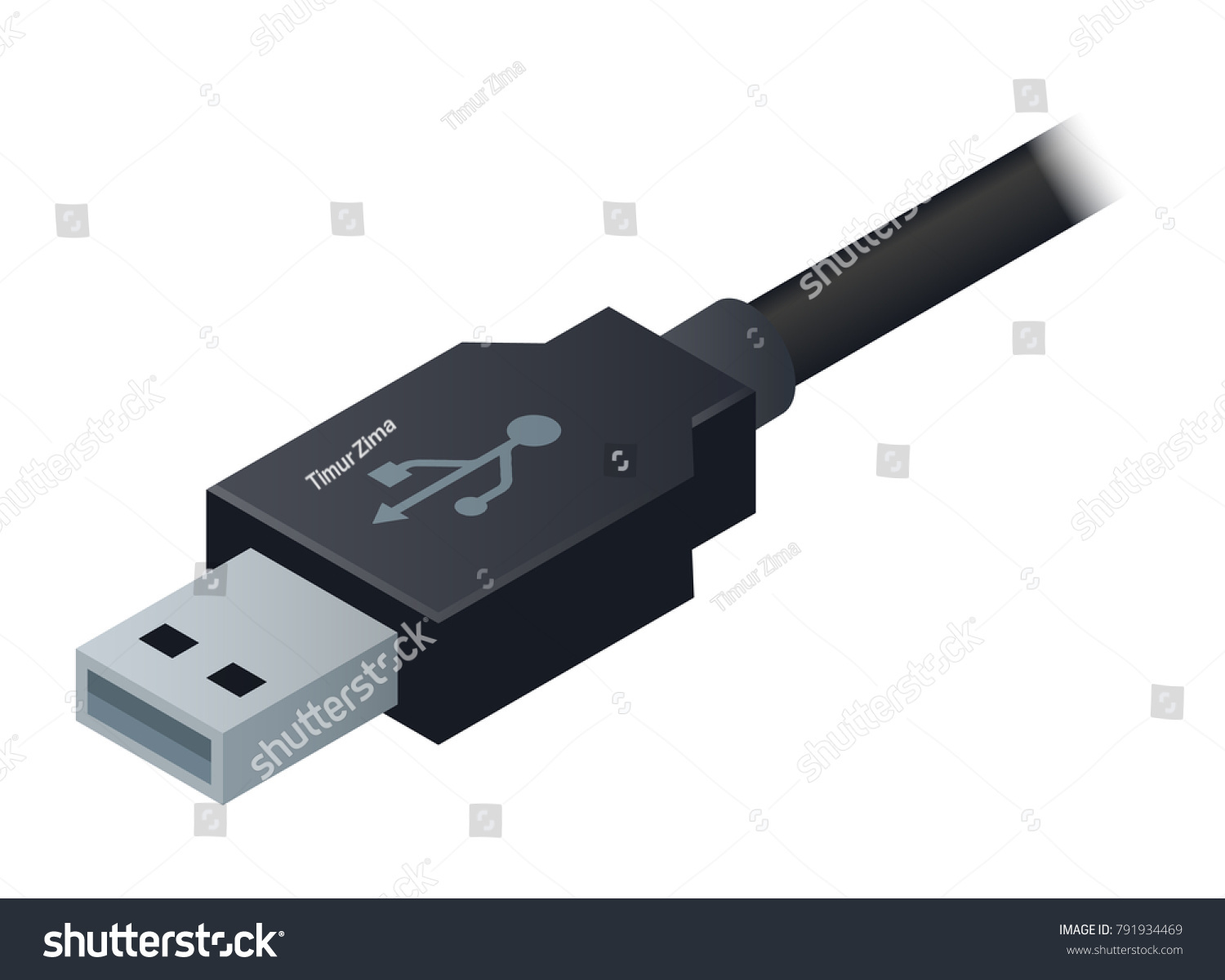 Usb Cable Connector Isometric Illustration Stock Vector (Royalty Free ...