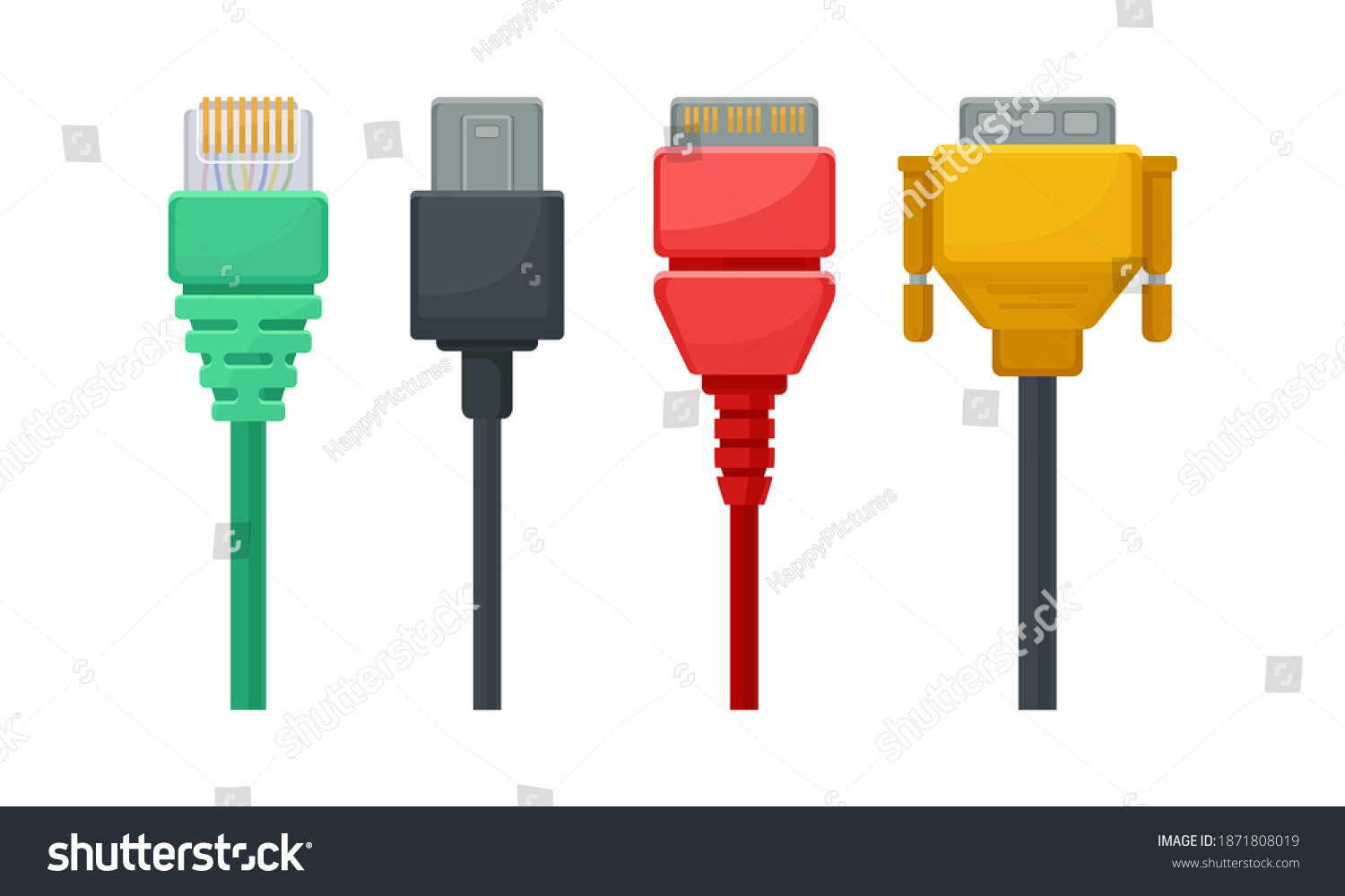 Usb Cable Plugs Isolated On White Stock Vector (Royalty Free) 1871808019
