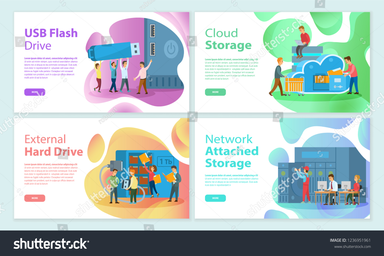 Usb Flash Storage Cloud Attached Network Stock Vector (Royalty Free ...