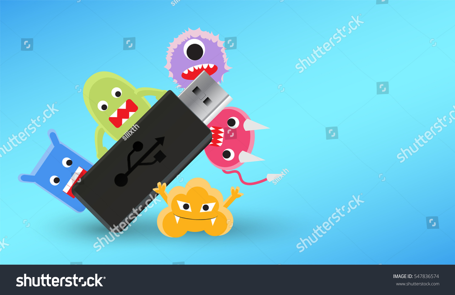 Usb Flashdrive Virus Computer Infected Stock Vector (Royalty Free ...