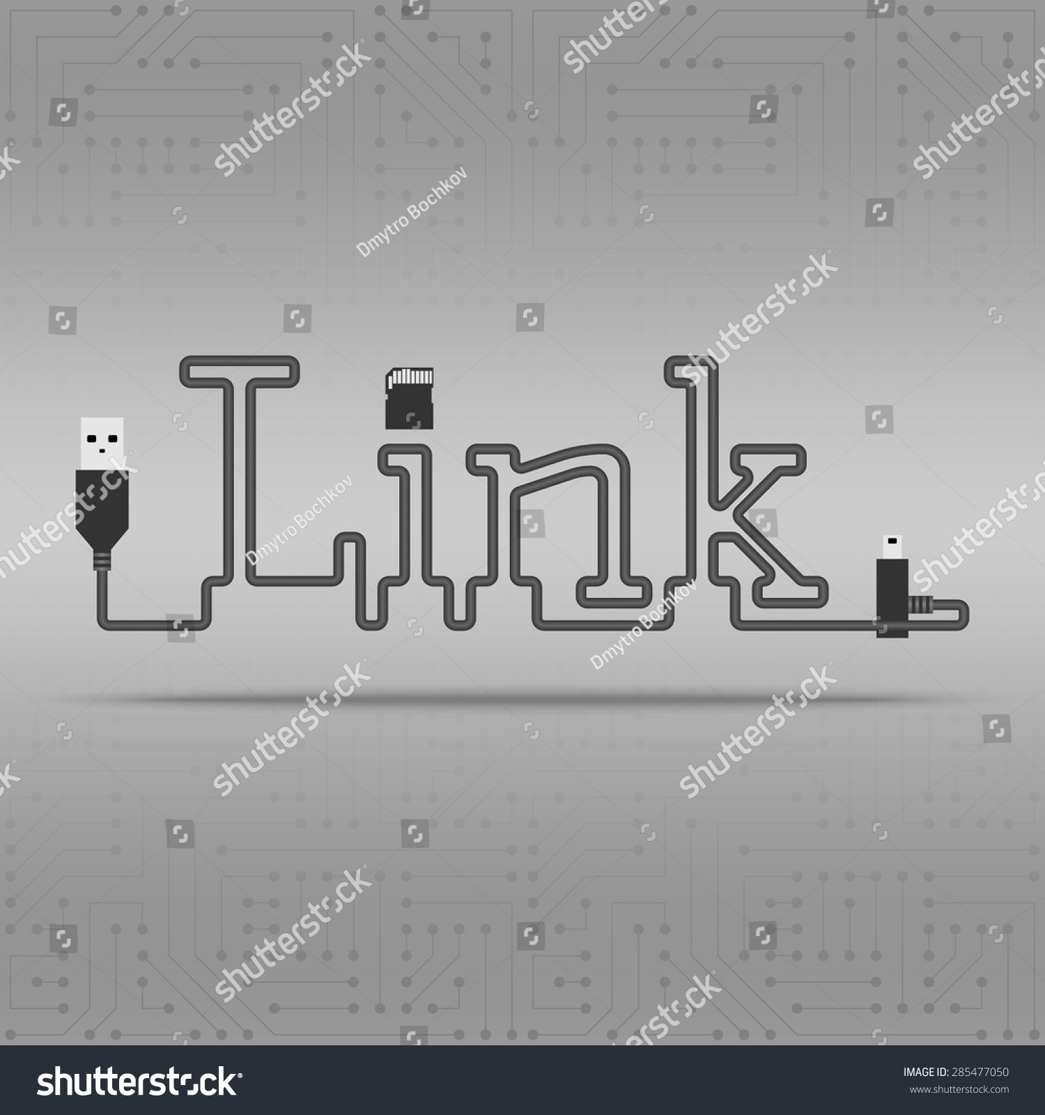Usb Gray Cable Vector Illustration Logo Stock Vector (Royalty Free ...