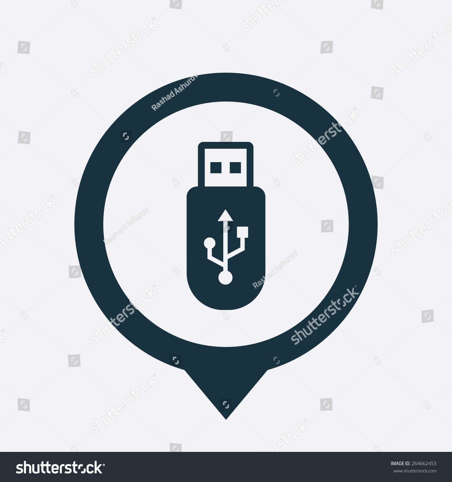 Usb Icon Map Pin On White Stock Vector (Royalty Free) 264662453 ...