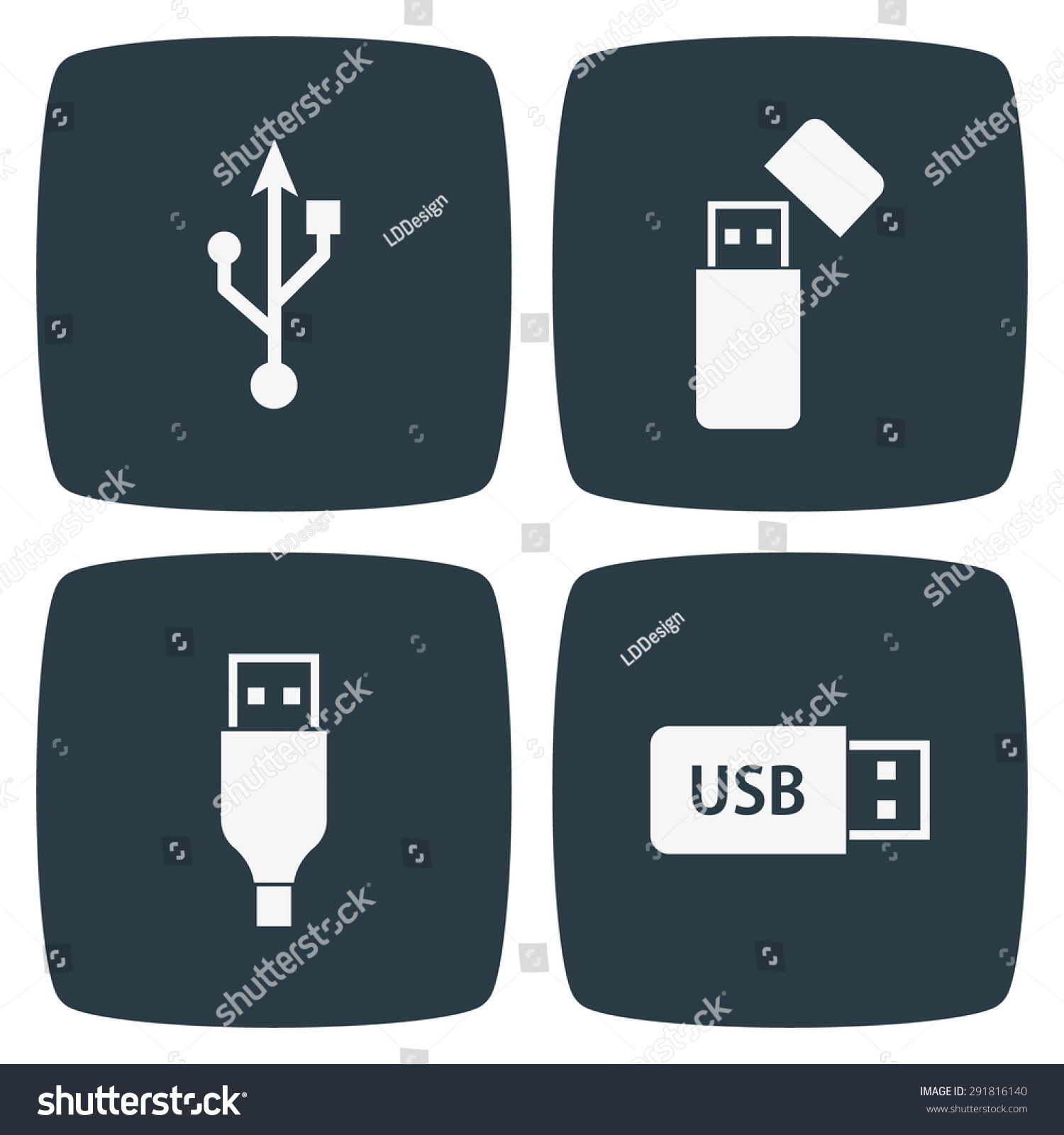 Usb Icons Stock Vector (Royalty Free) 291816140