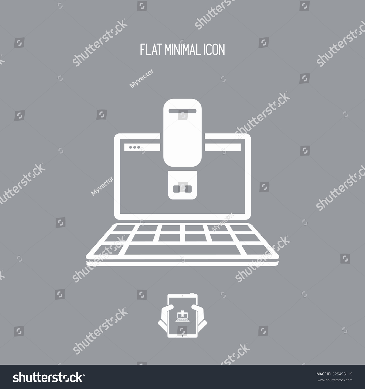 Usb On Computer Flat Minimal Icon Stock Vector (Royalty Free) 525498115 ...