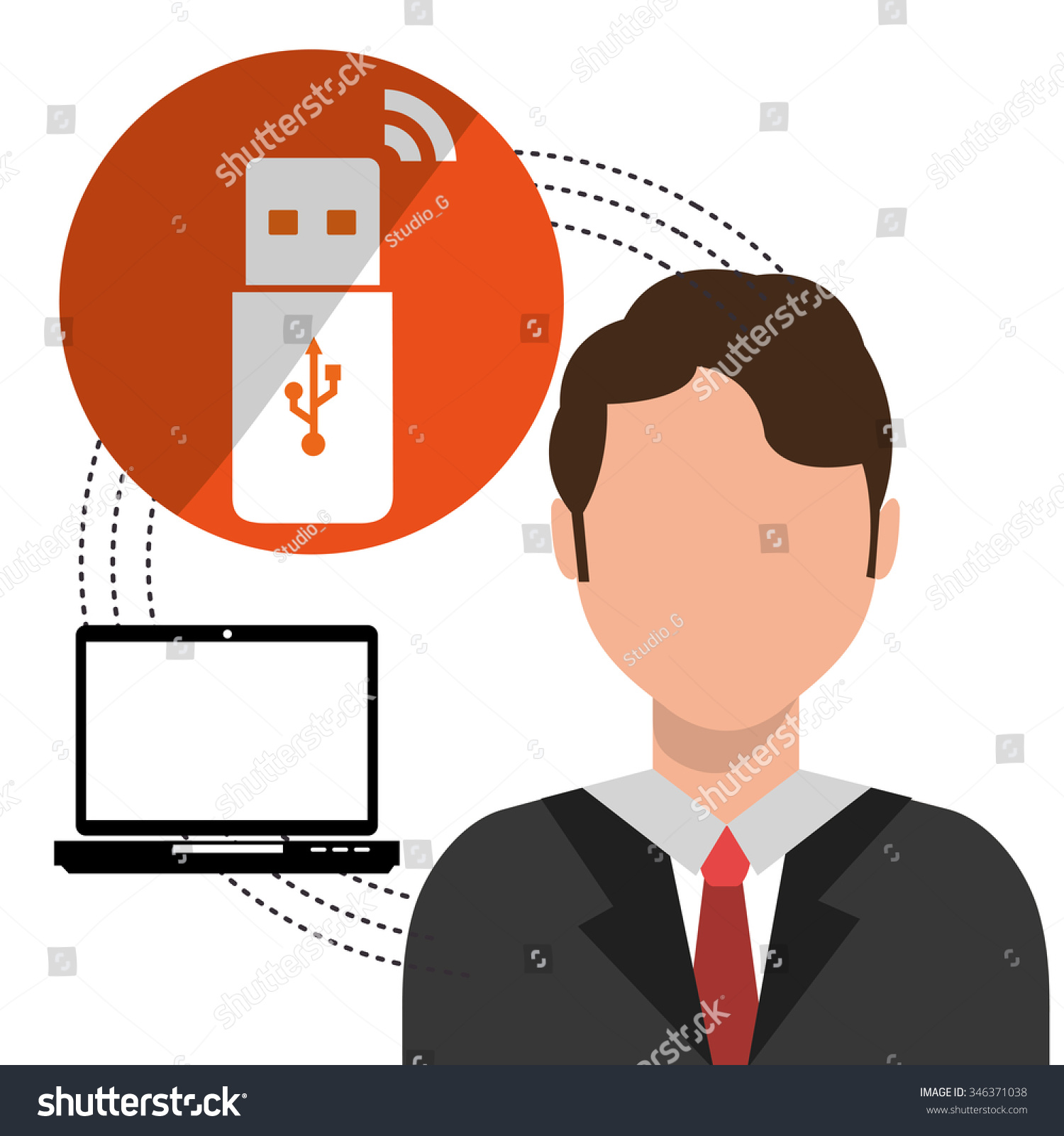 Usb Portable Memory Cable Graphic Design Stock Vector (Royalty Free ...