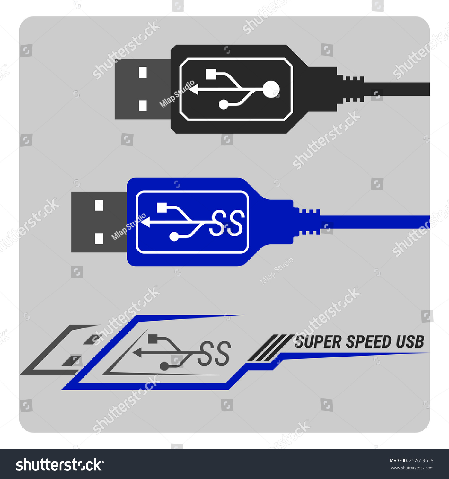 Usb Super Speed Icon Set Stock Vector (Royalty Free) 267619628 ...