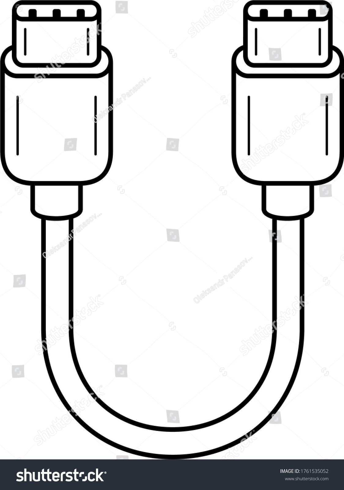 Usb Type Ctoc Cable Vector Outline Stock Vector (Royalty Free) 1761535052