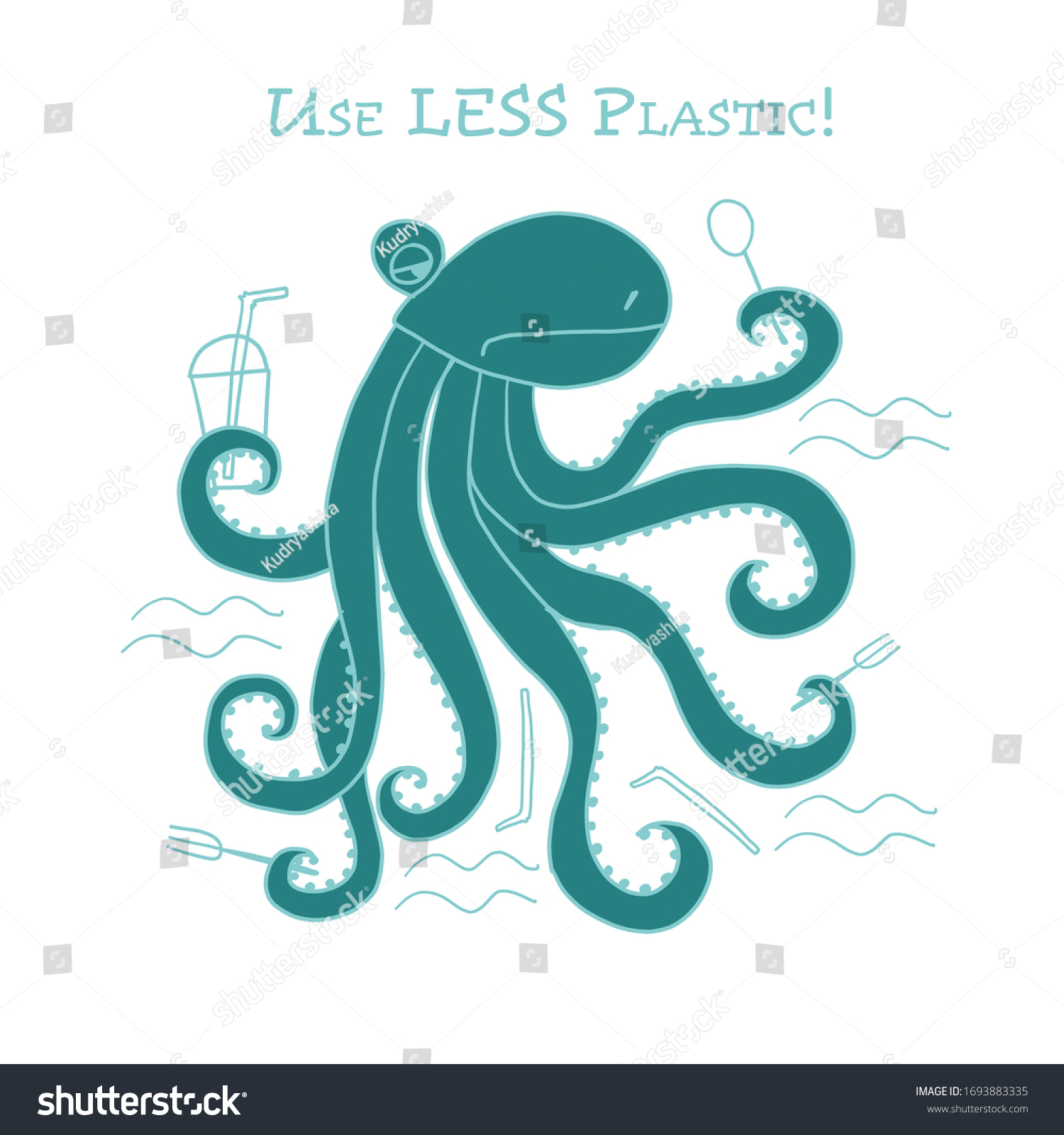 Use Less Plastic Concept Octopus Plastic Stock Vector (Royalty Free ...