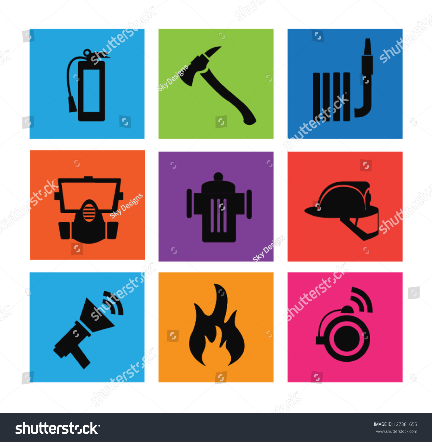 Useful Fire Service Con Set 2: เวกเตอร์สต็อก (ปลอดค่าลิขสิทธิ์ ...