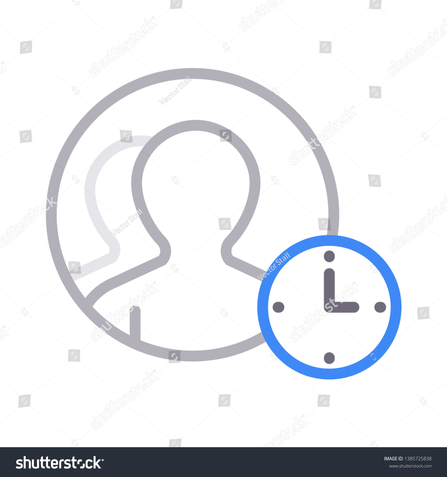 User Clock Color Line Icon Stock Vector (Royalty Free) 1385725838