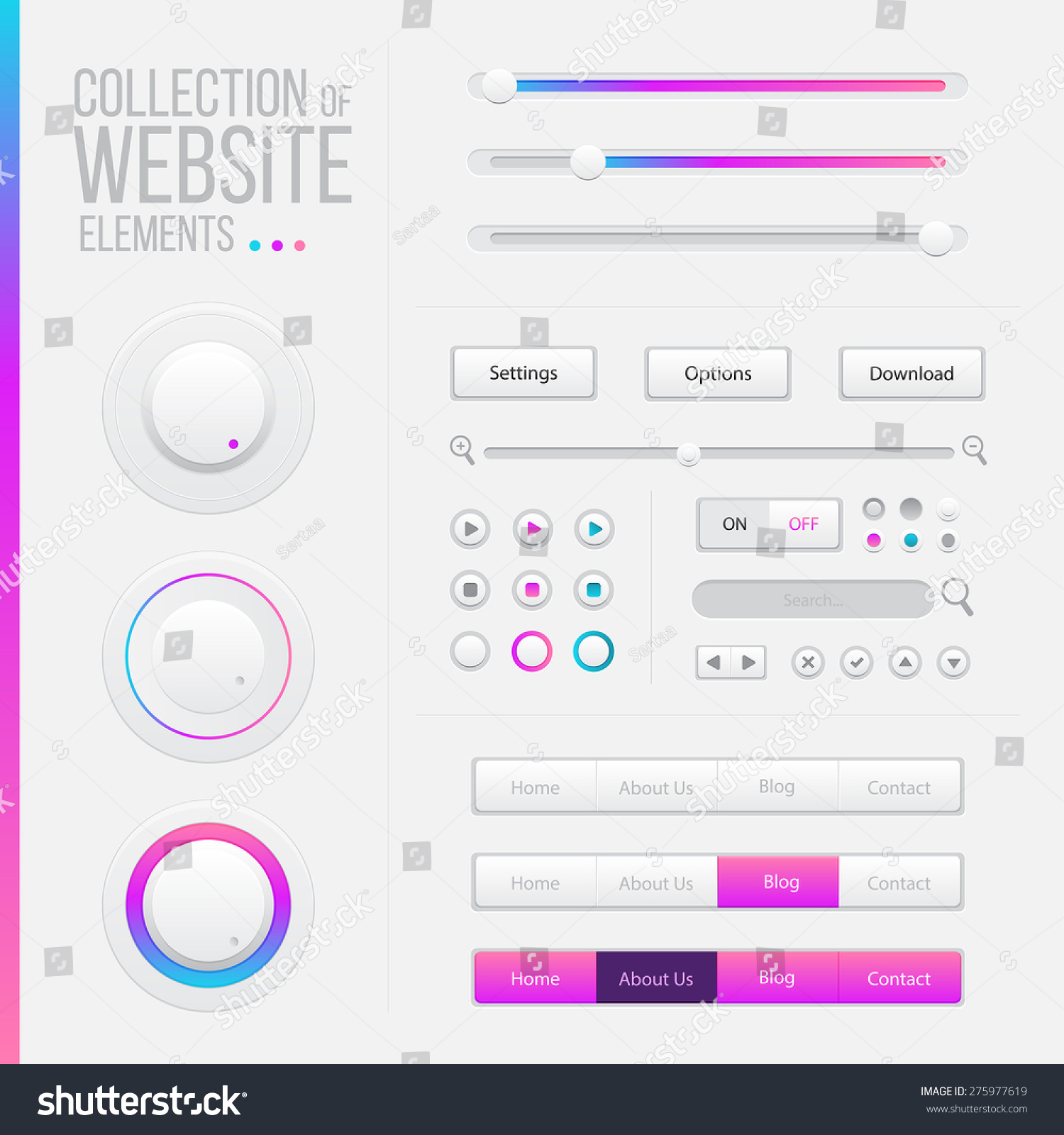User Interface Elements Design White Blue Stock Vector (Royalty Free ...