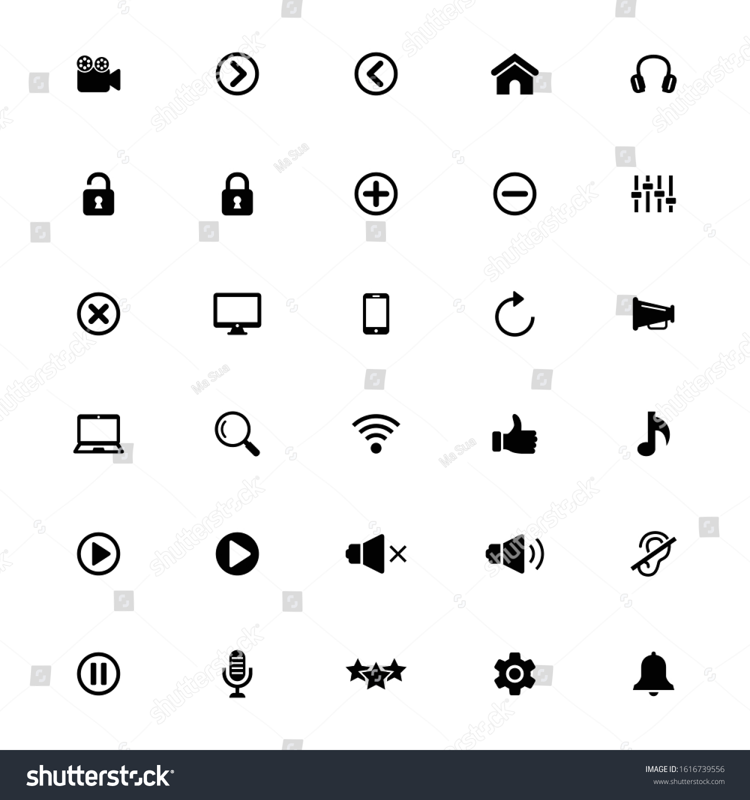 User Interface Vector Icons Black Color Stock Vector (Royalty Free ...