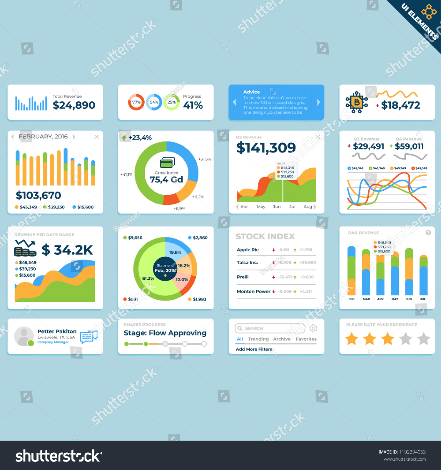 User Interface Widgets Set Interface Elements Stock Vector (Royalty ...
