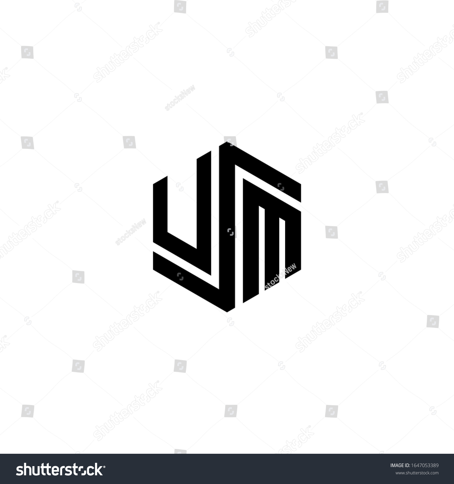 Vektor Stok Usm Letter Logo Design Polygon Monogram (Tanpa Royalti ...