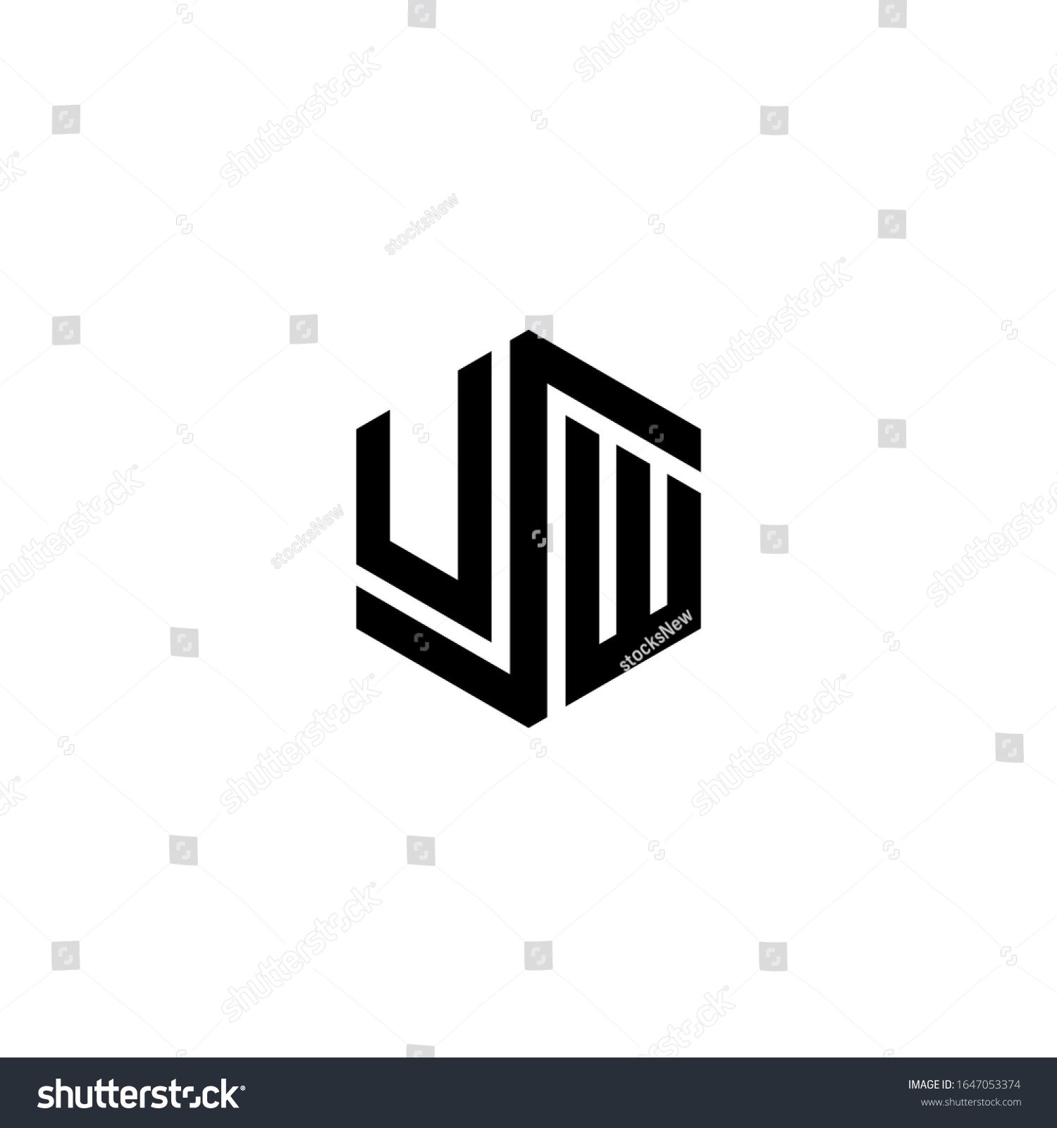 USW 문자 로고 디자인 다각형 아이콘 스톡 벡터(로열티 프리) 1647053374
