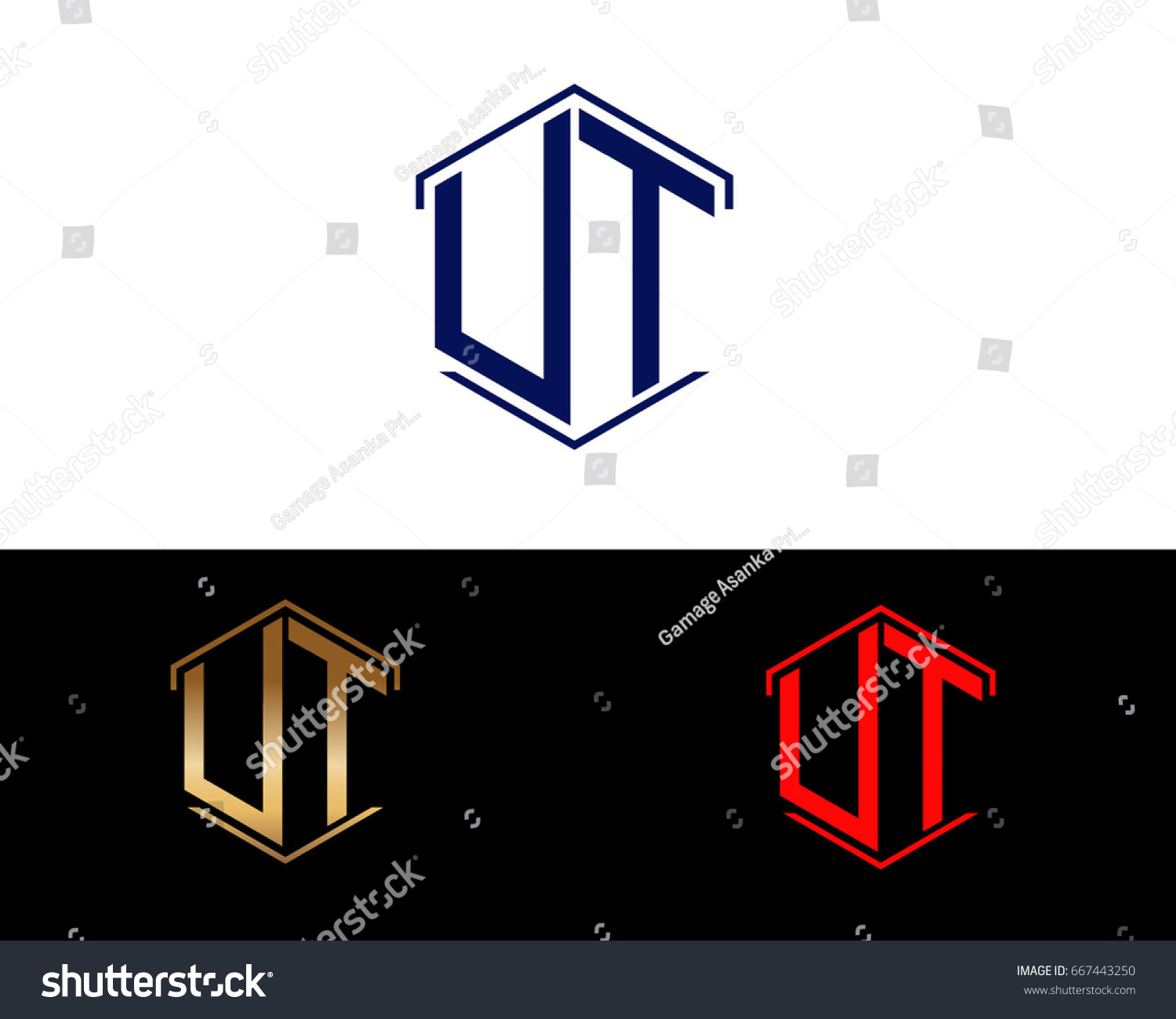 Ut Letters Linked Hexagon Shape Logo Stock Vector (Royalty Free ...
