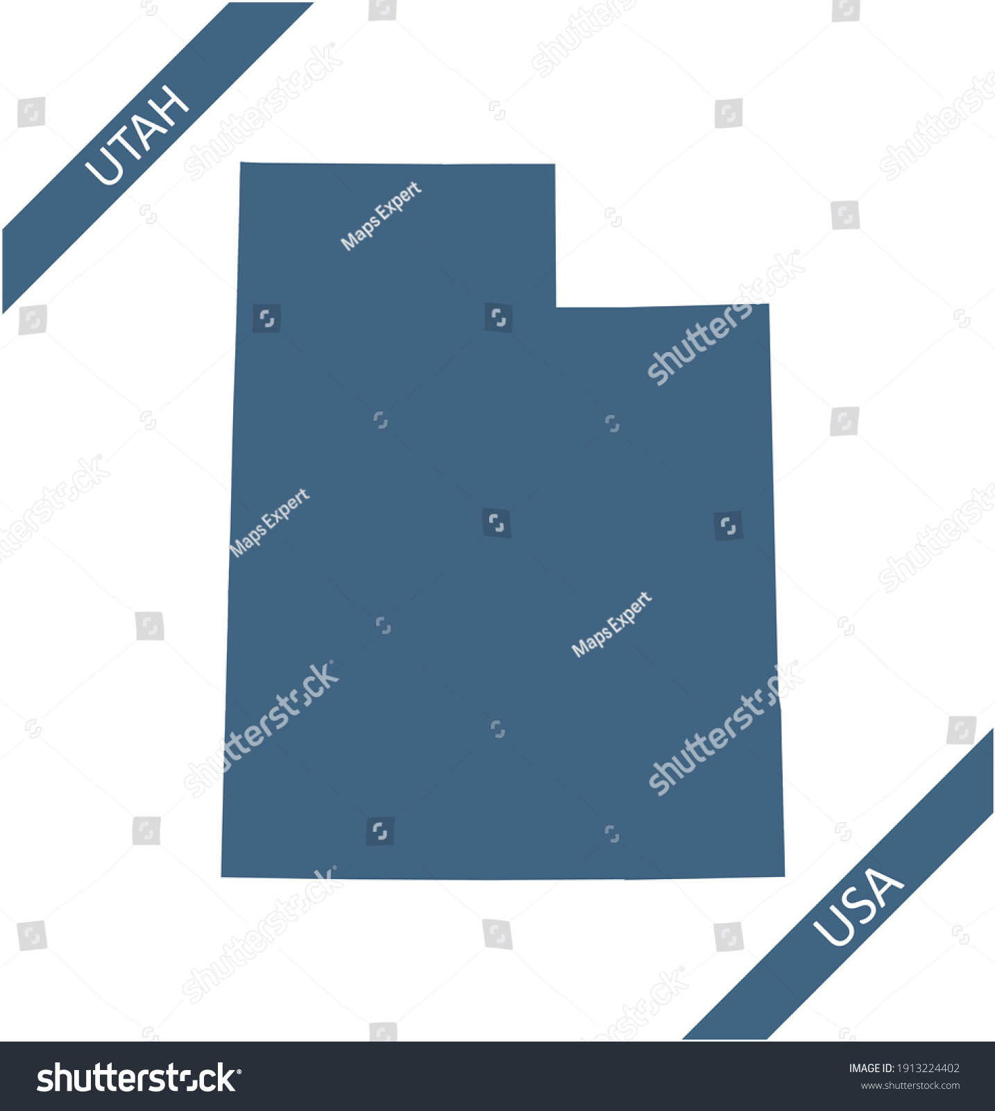 Utah Blank Map Vector Outlines Stock Vector (Royalty Free) 1913224402