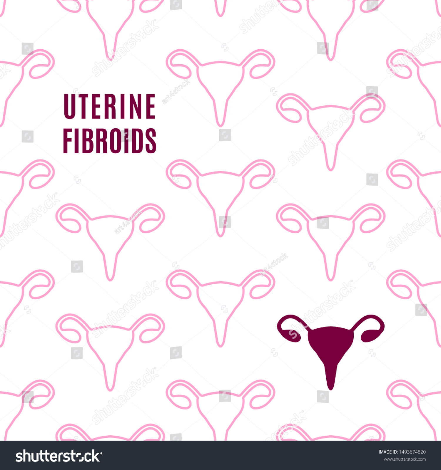 Uterine Fibroids Awareness Poster Pattern Uterus Stock Vector Royalty