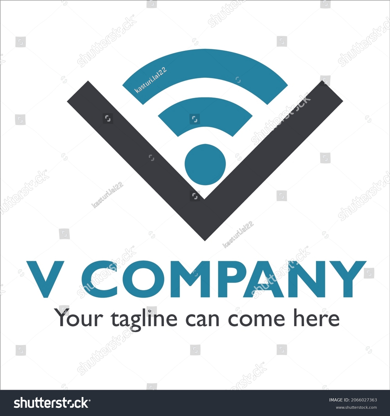 V Logo Design On Internet Theme Stock Vector (Royalty Free) 2066027363 ...