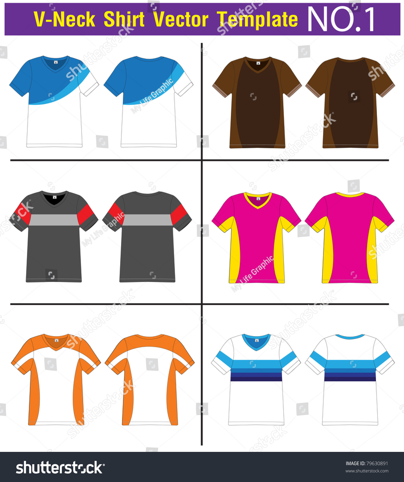 Vneck Tshirt Lined Vector Template Design Stock Vector (Royalty Free ...