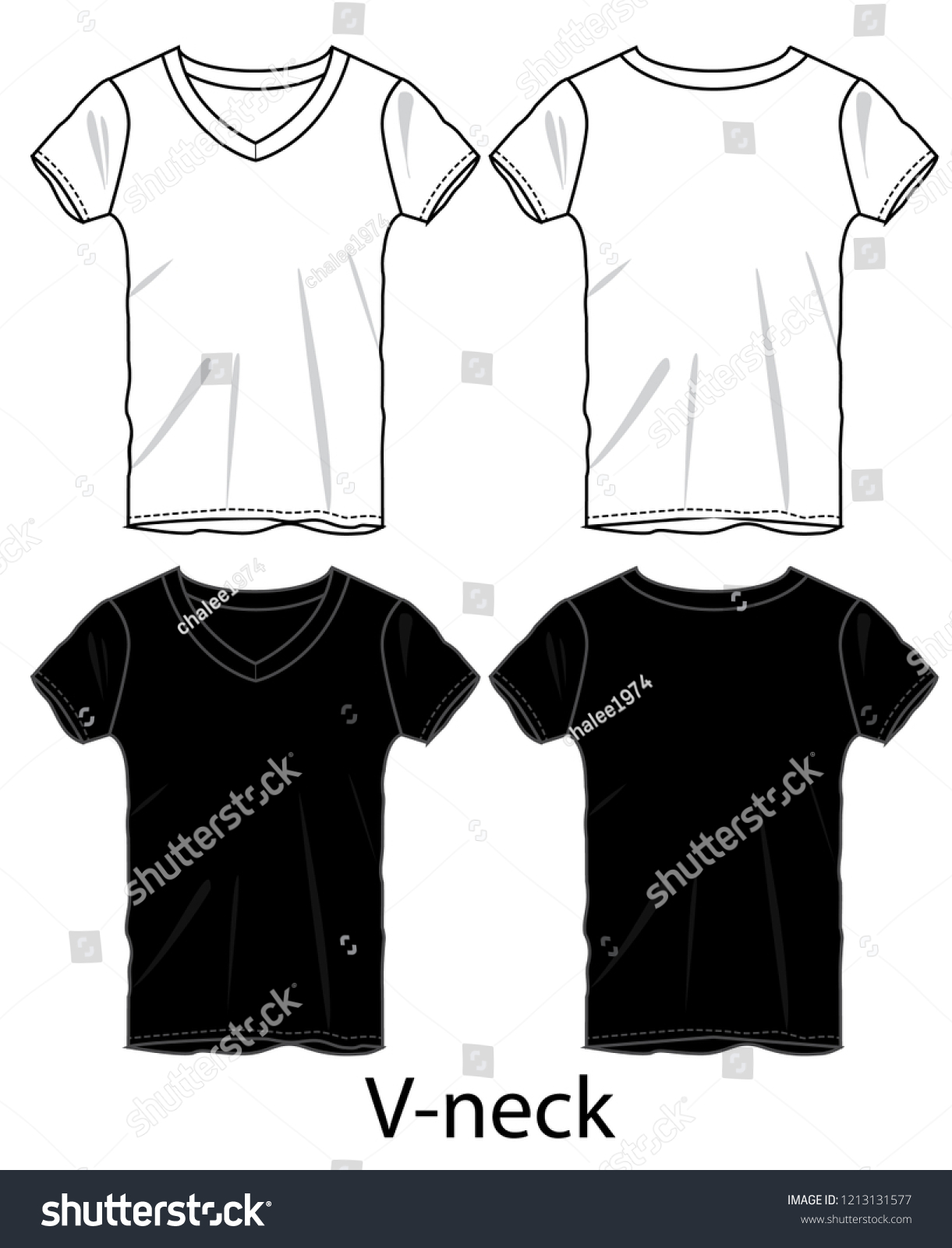 Vneck Vector Shirt Template Stock Vector (Royalty Free) 1213131577 ...