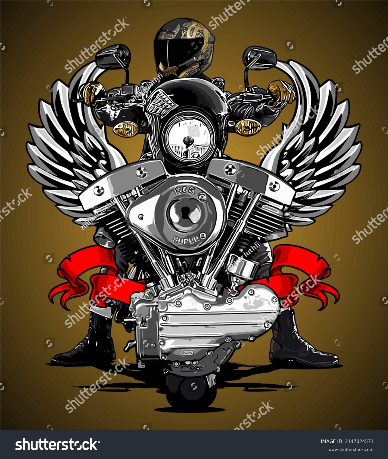 Vtwin Biker Background Vector Template Stock Vector (Royalty Free ...
