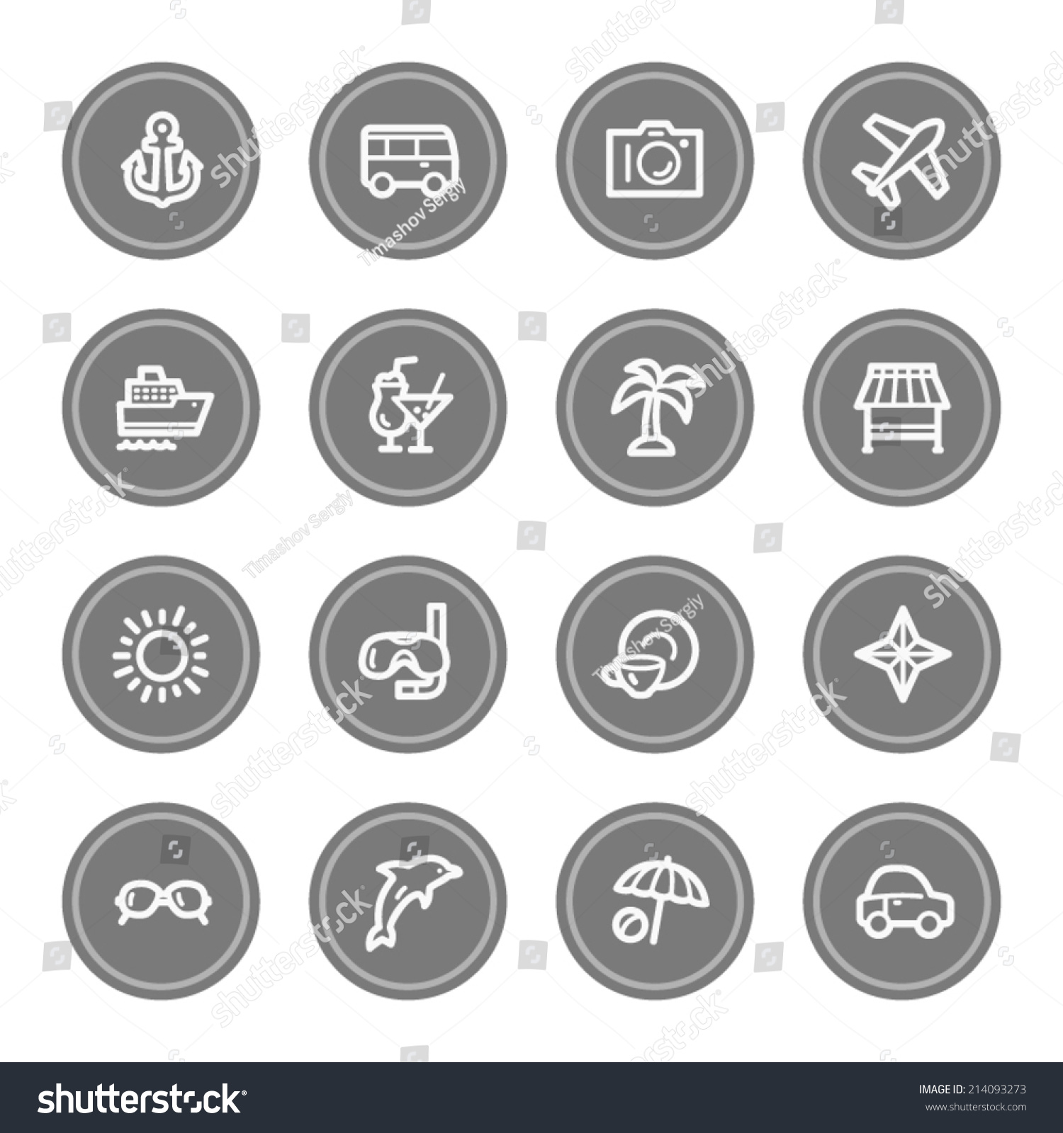 Vacation Web Icon Set 1 Grey Stock Vector (Royalty Free) 214093273 ...