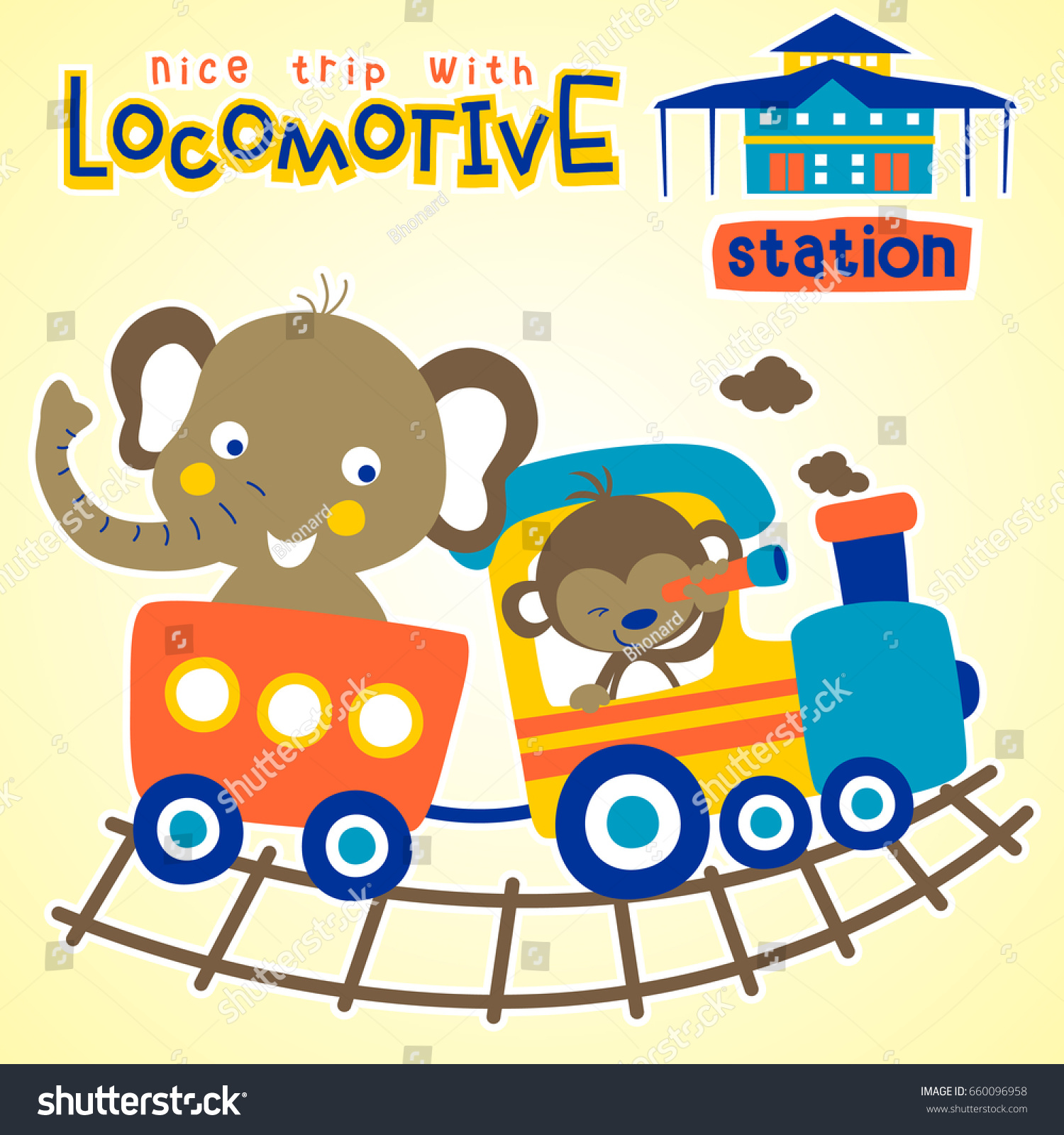 Vacation Train Vector Cartoon Illustration Stock Vector 660096958 ...
