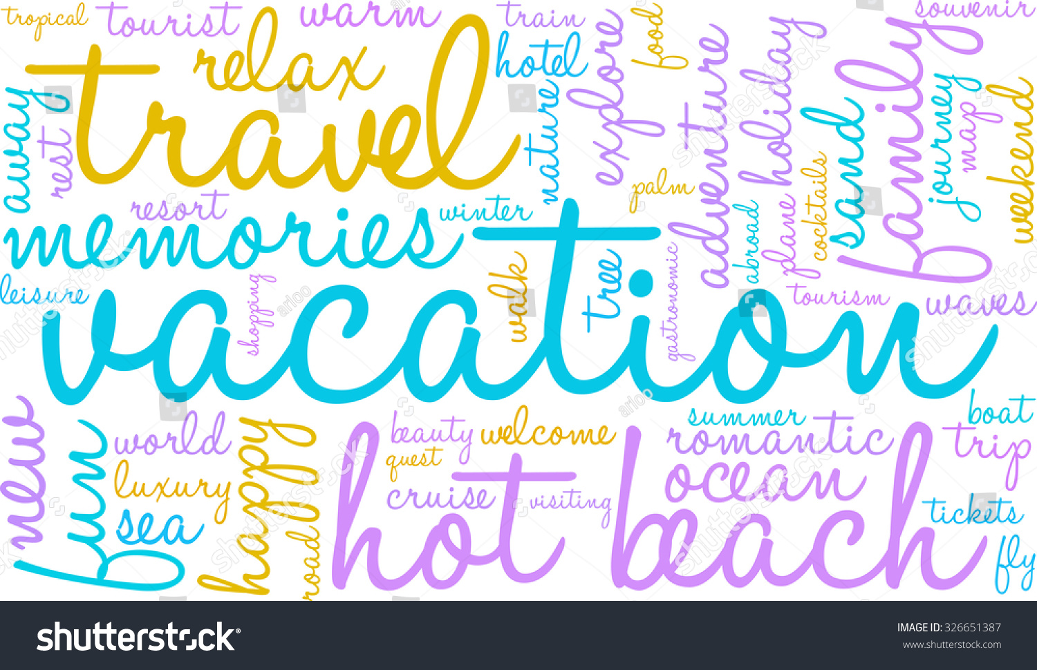 Vacation Word Cloud On White Background Stock Vector (Royalty Free ...
