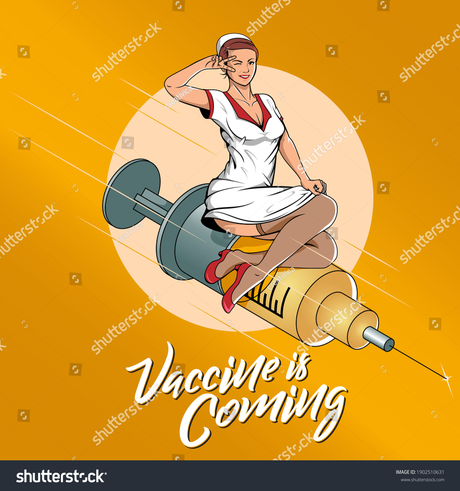 517 Pin Up Nurse Stock Illustrations Images And Vectors Shutterstock
