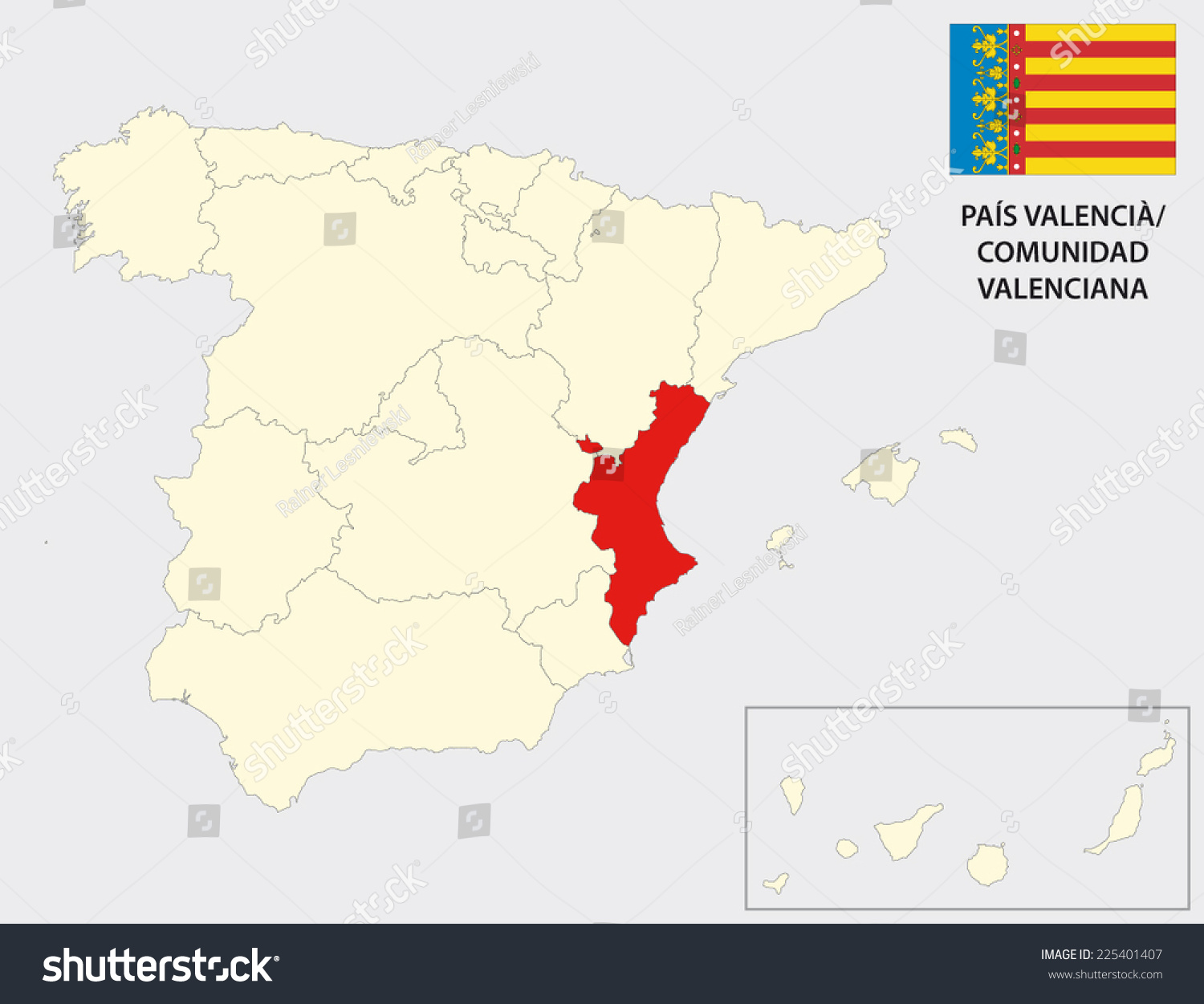Valencian Community Map Flag: vector de stock (libre de regalías ...