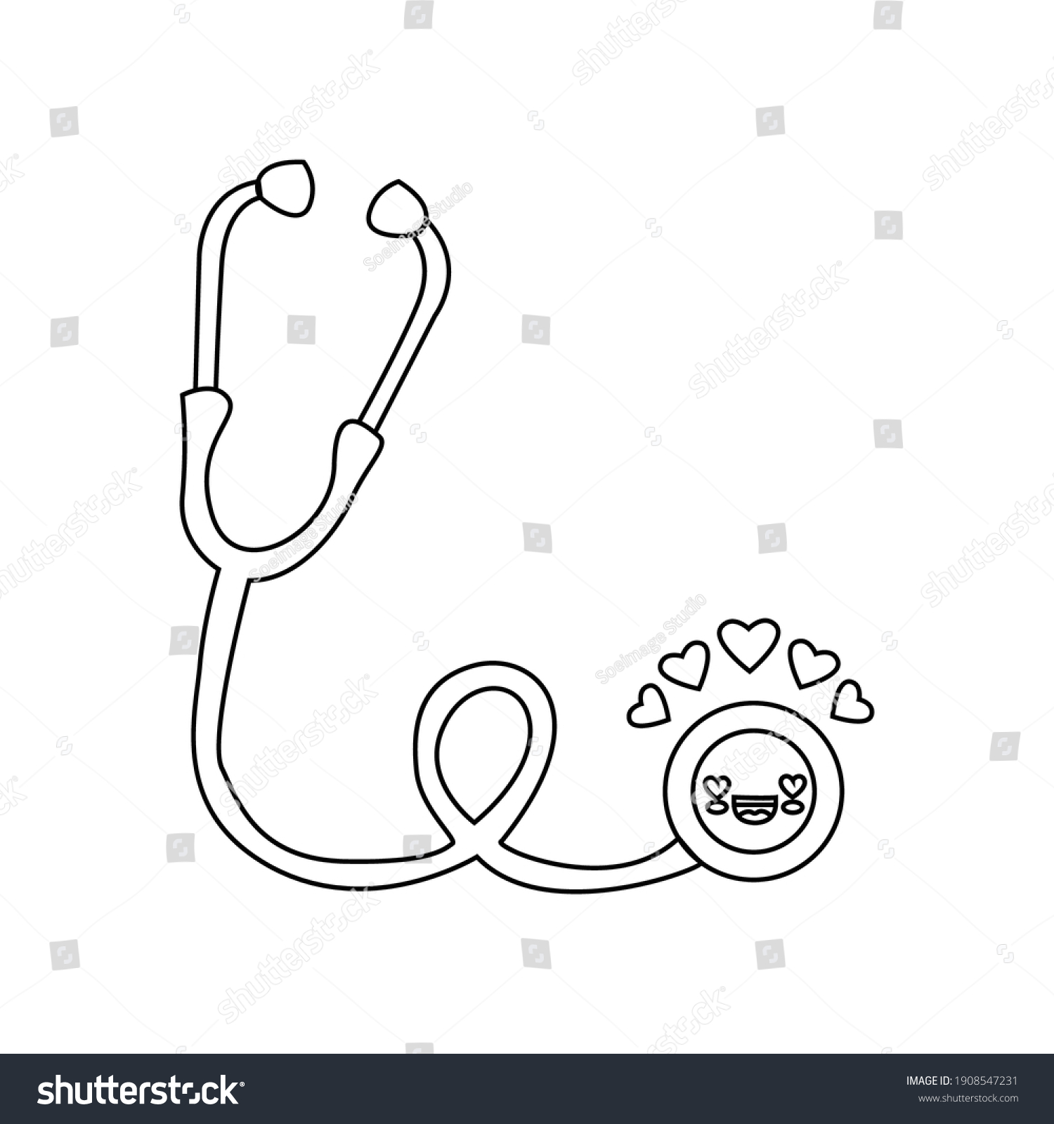 Valentine Kawaii Cute Stethoscope Design Stock Vector (Royalty Free ...