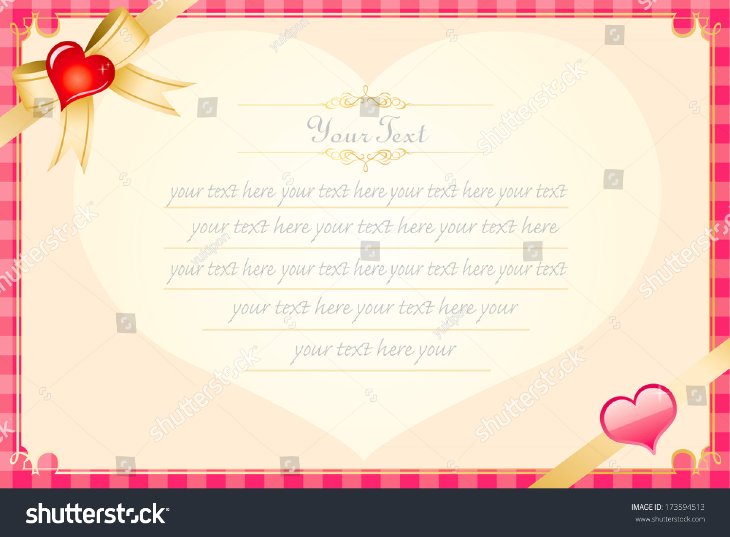 Valentine Message Card Template Stock Vector (Royalty Free) 173594513
