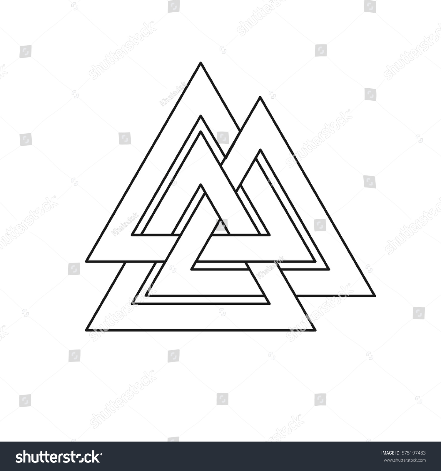 Valknut Symbol Three Interlaced Triangles Symbolize Stock Vector ... Valknut Symbol Three Interlaced Triangles Symbolize Stock Vector ...
